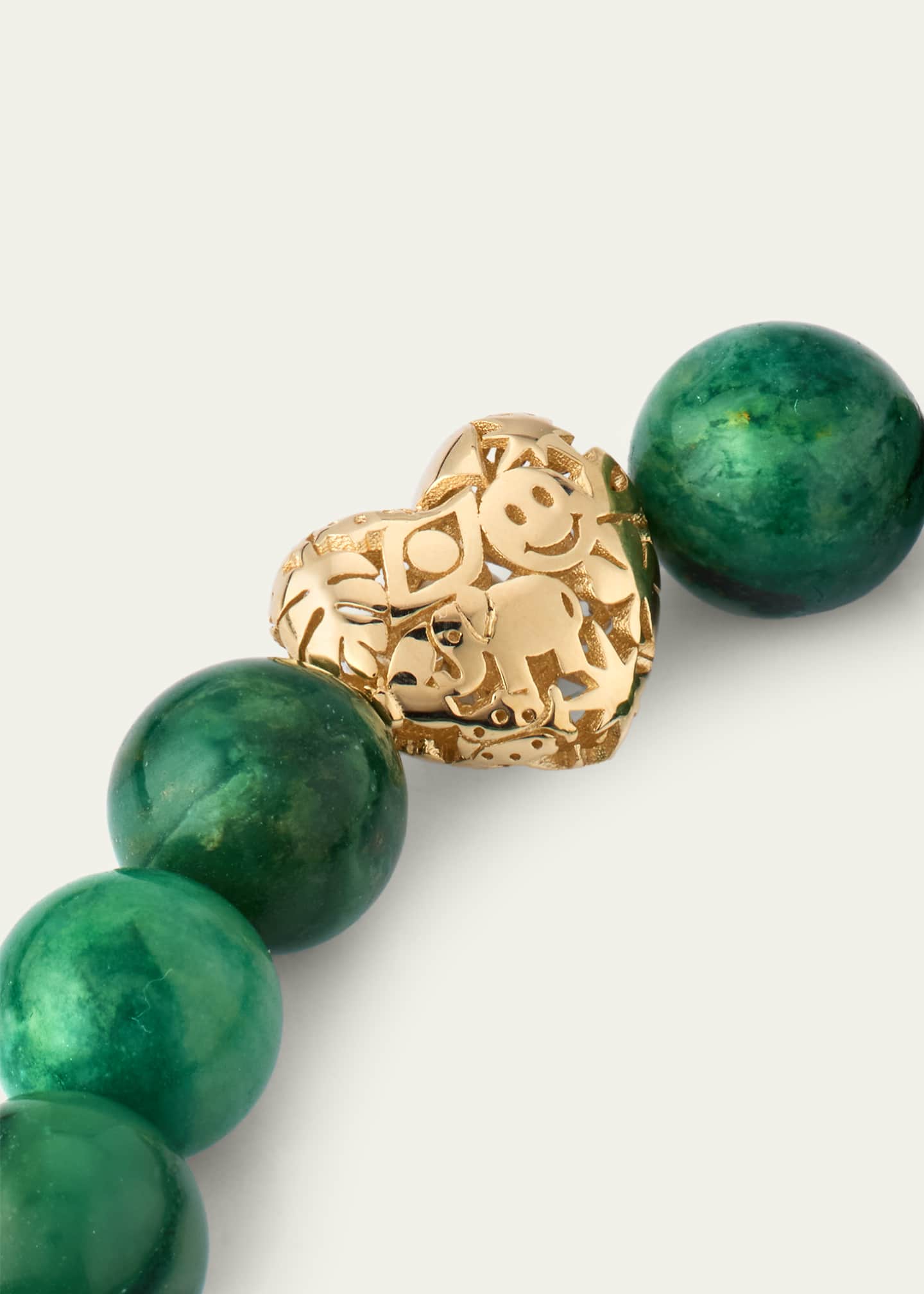 Sydney Evan 14K Puffy Icon Wallpaper Heart on Green Bead Bracelet ...
