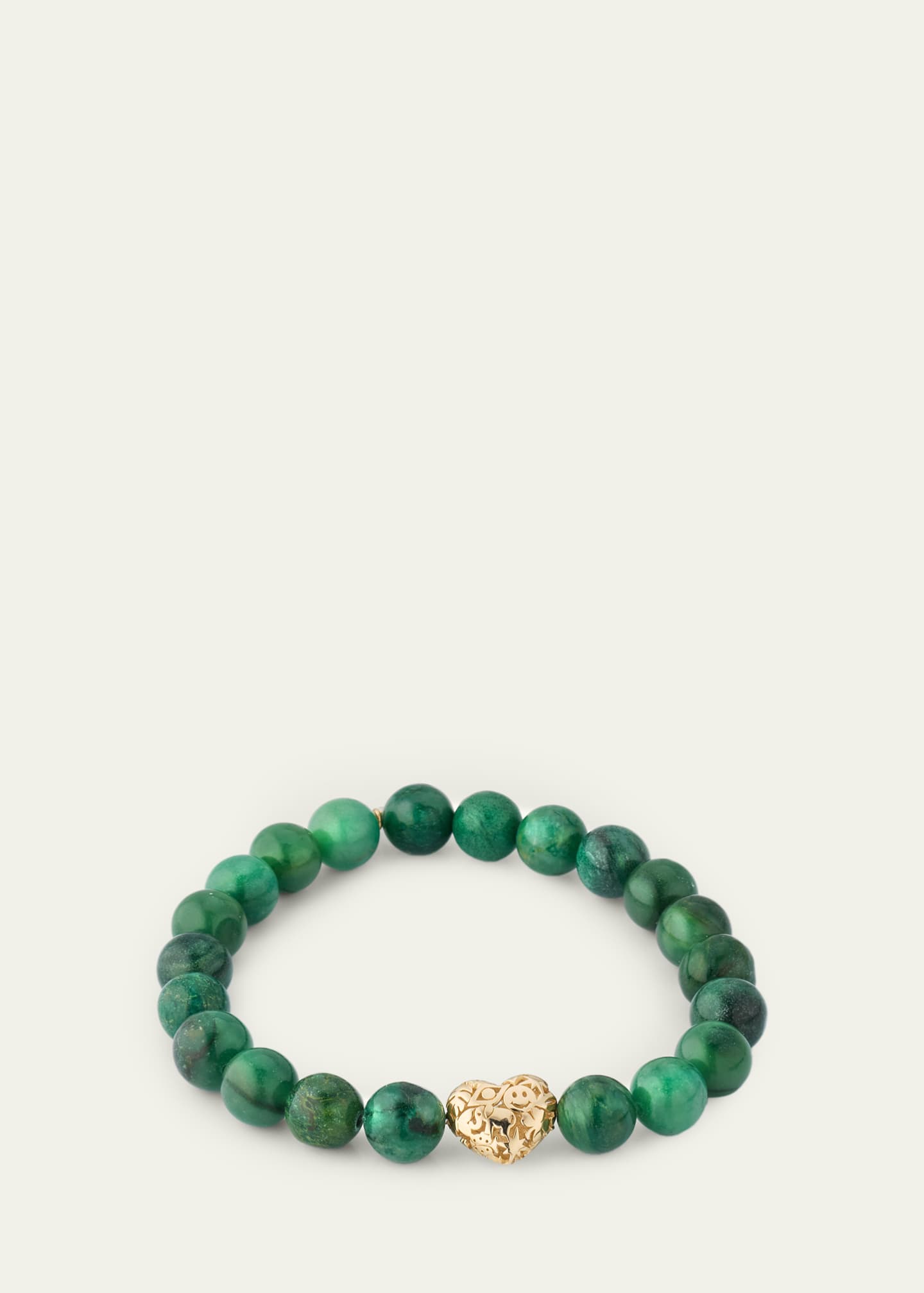 Sydney Evan 14K Puffy Icon Wallpaper Heart on Green Bead Bracelet ...