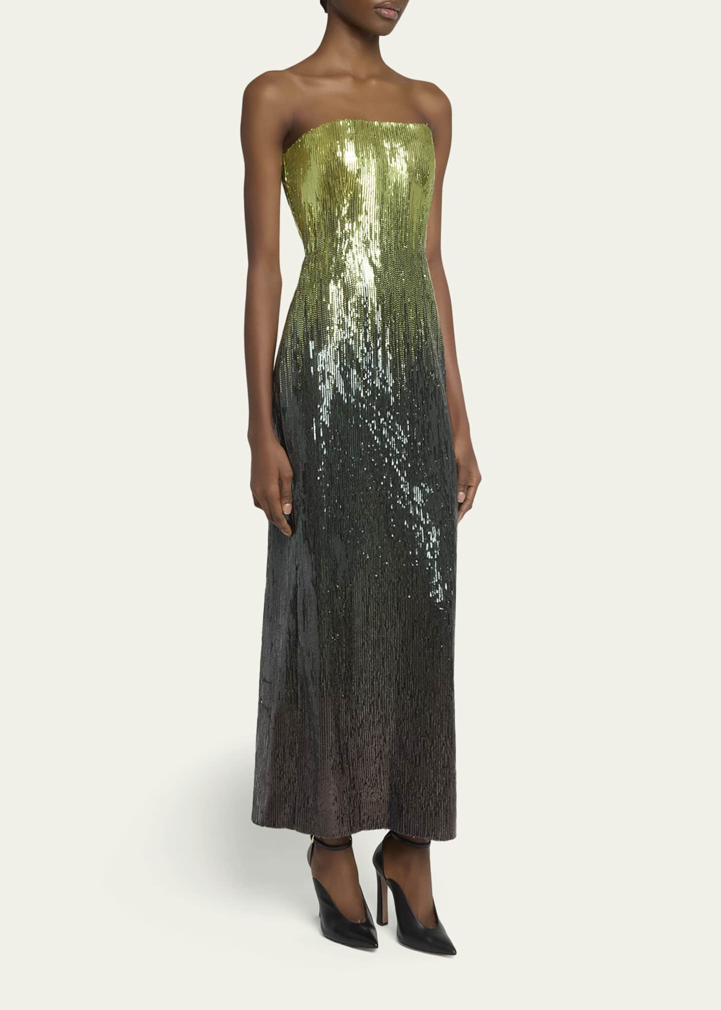 Elie Saab Strapless Ombre Sequin Column Gown - Bergdorf Goodman