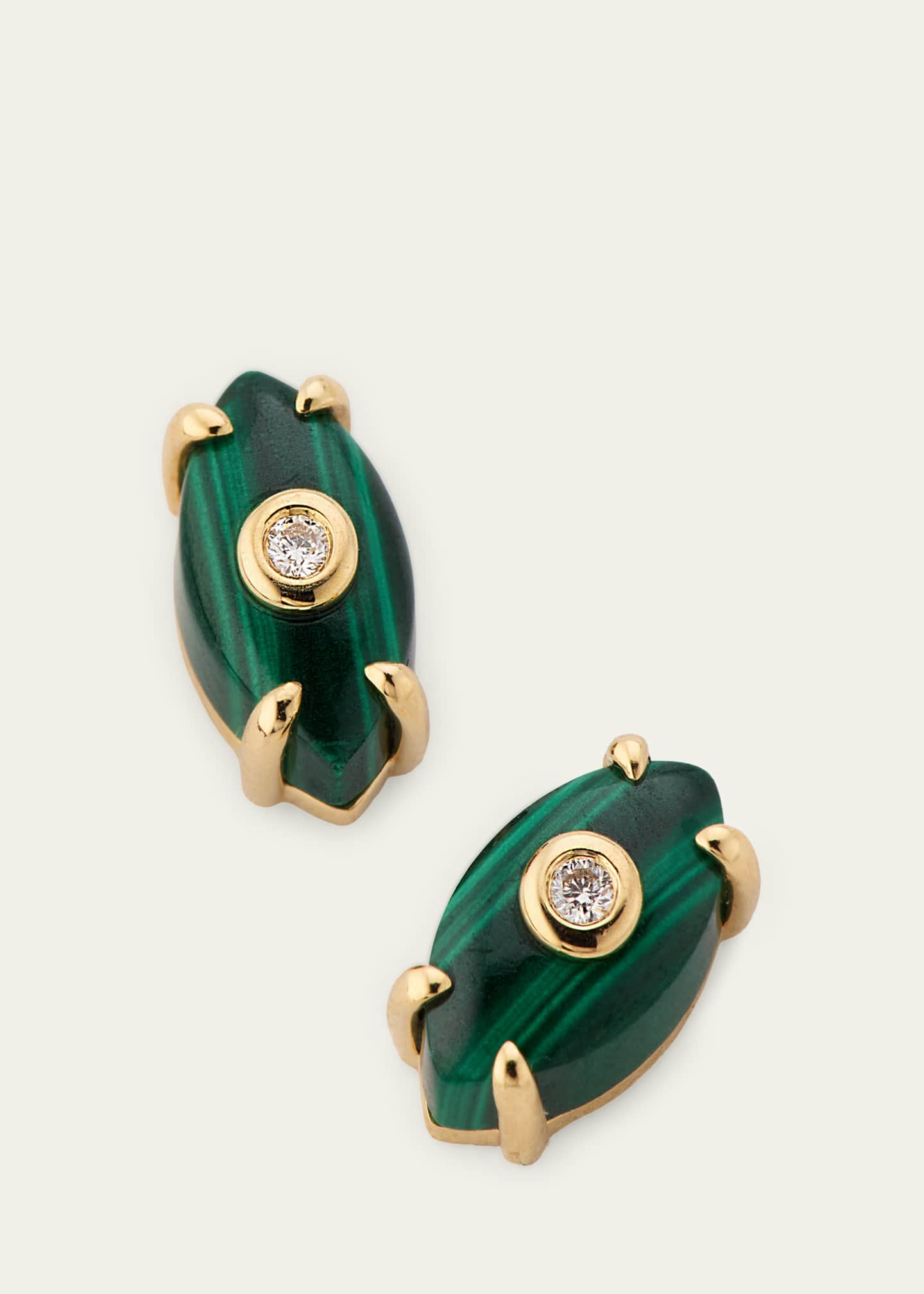 Sydney Evan 14K Carved Malachite and Diamond Evil Eye Earrings ...