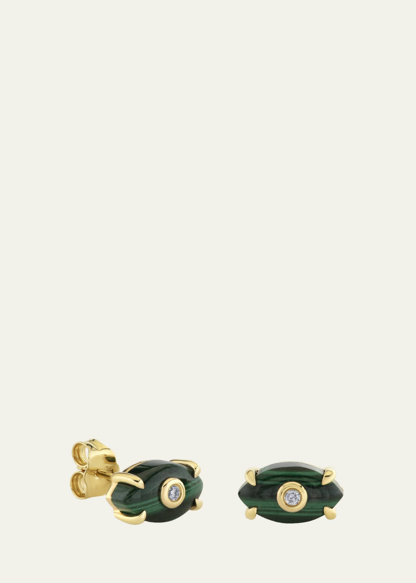 Sydney Evan 14K Carved Malachite and Diamond Evil Eye Earrings ...