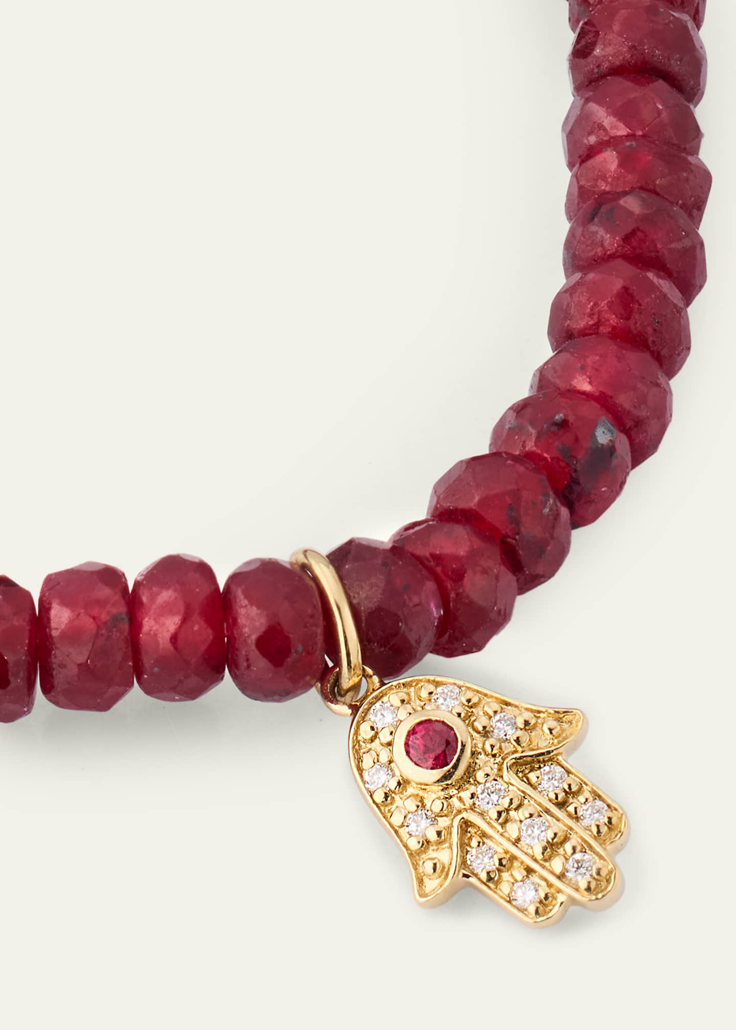Sydney Evan 14K Diamond Hamsa on Ruby Bracelet - Bergdorf Goodman