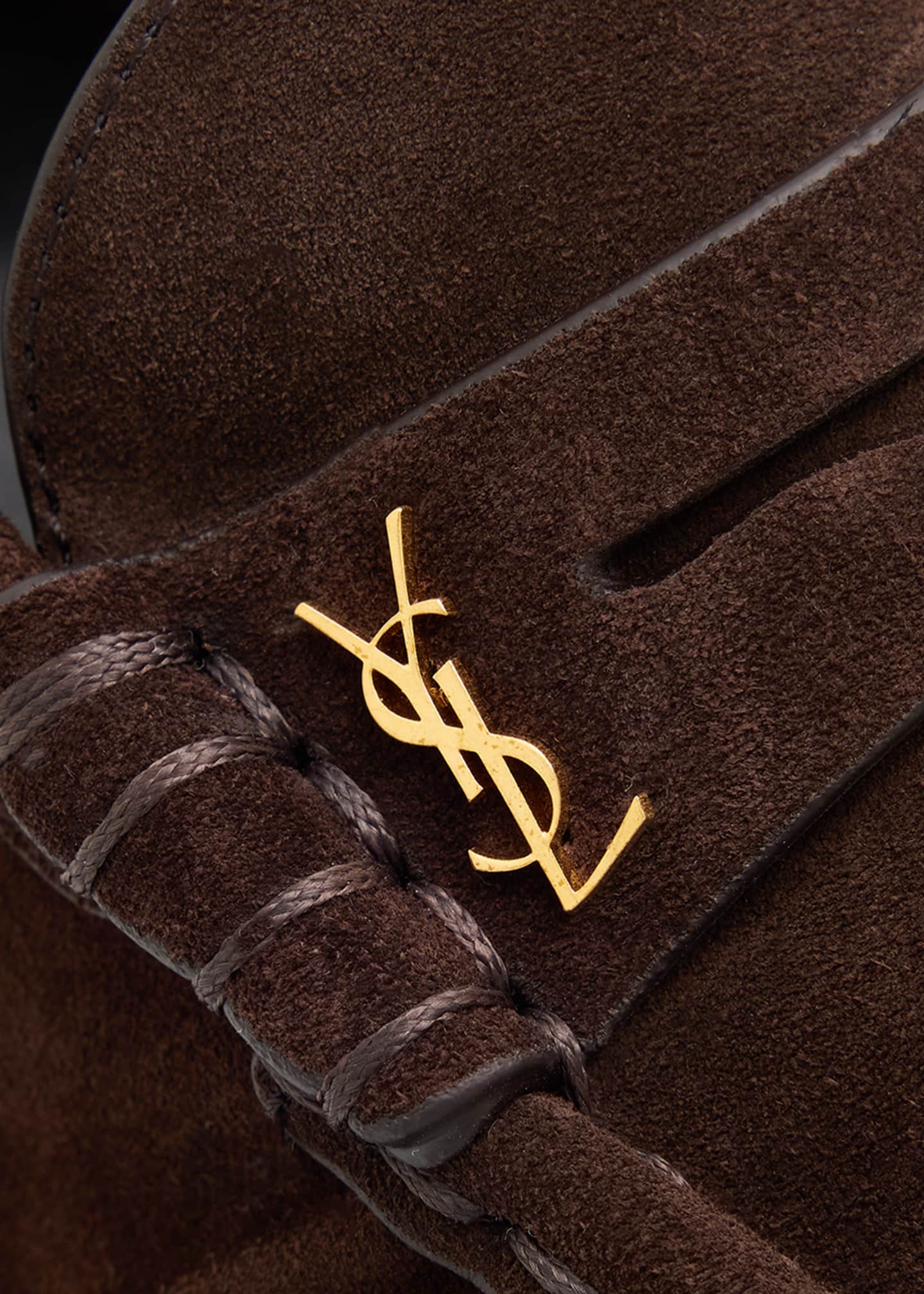 Saint Laurent Le Suede YSL Penny Loafers - Bergdorf Goodman