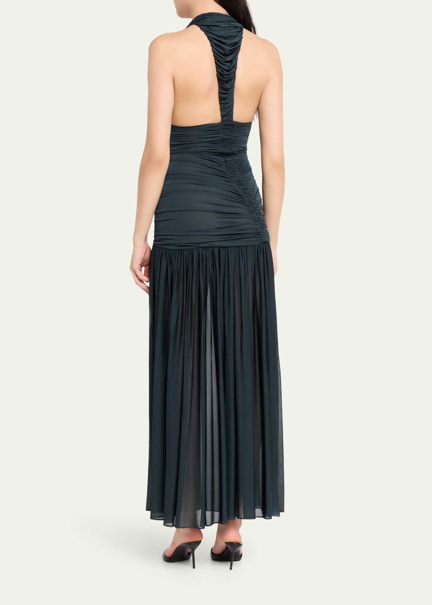 Christopher Esber Orion Pleated Plunge-Neck Gown - Bergdorf Goodman