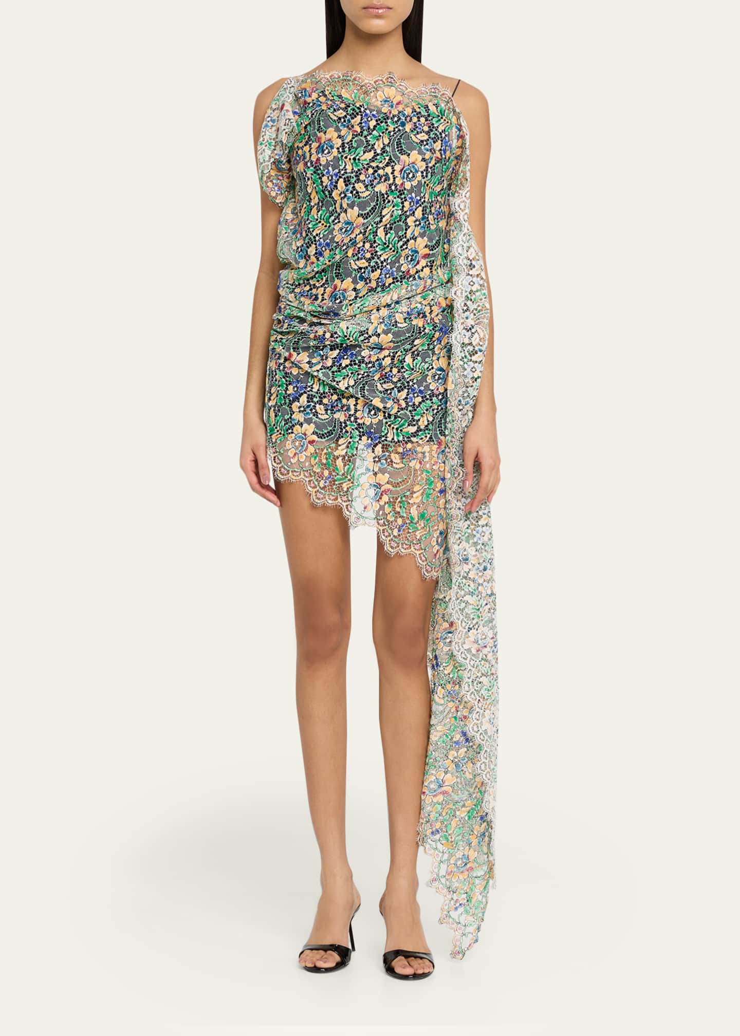 Christopher Esber Draped Hand-Painted Lace Dress - Bergdorf Goodman