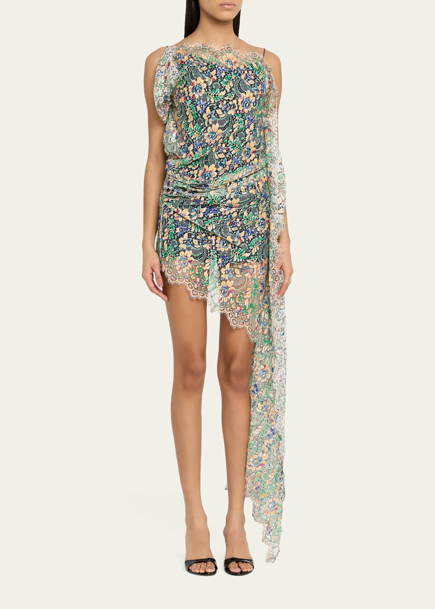 Christopher Esber Draped Hand-Painted Lace Dress - Bergdorf Goodman