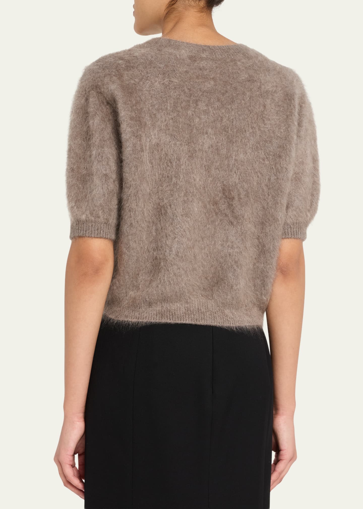 Lisa Yang Juniper Brushed Cashmere Short-Sleeve Sweater - Bergdorf Goodman