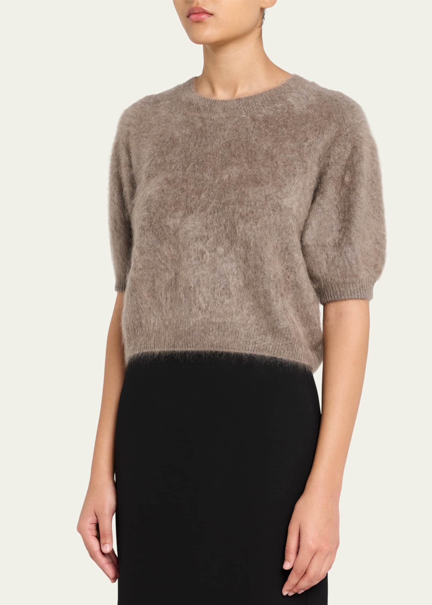 Lisa Yang Juniper Brushed Cashmere Short-Sleeve Sweater - Bergdorf Goodman