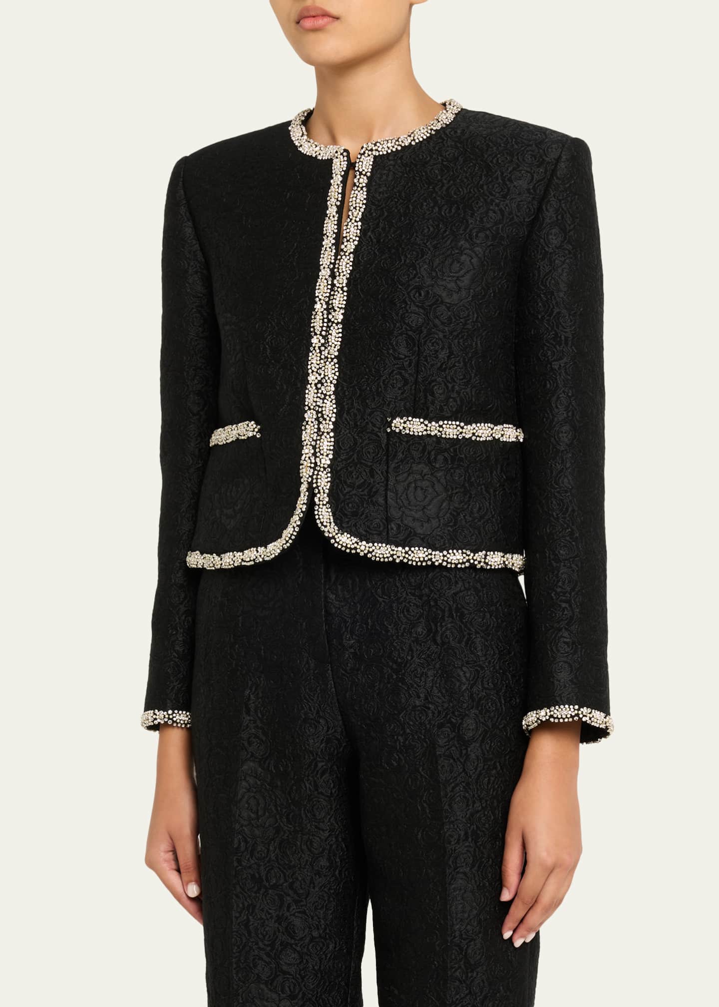 Saloni Luma Crystal Rose Brocade Jacket - Bergdorf Goodman