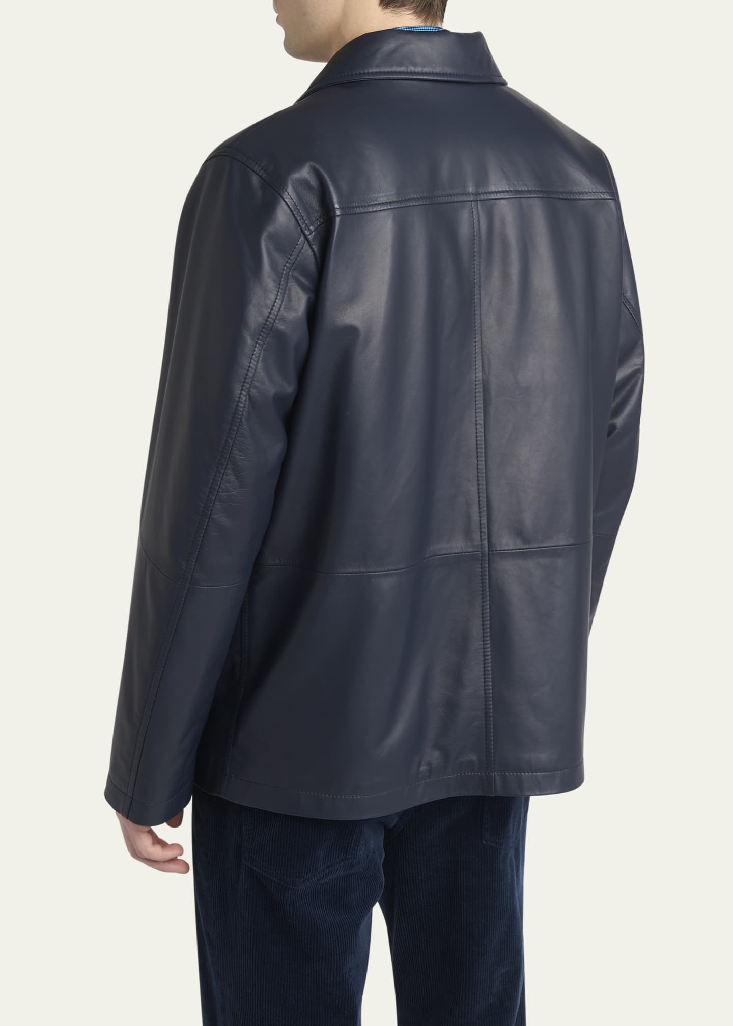 Kiton Men's Loden Napa Leather Shirt Jacket - Bergdorf Goodman