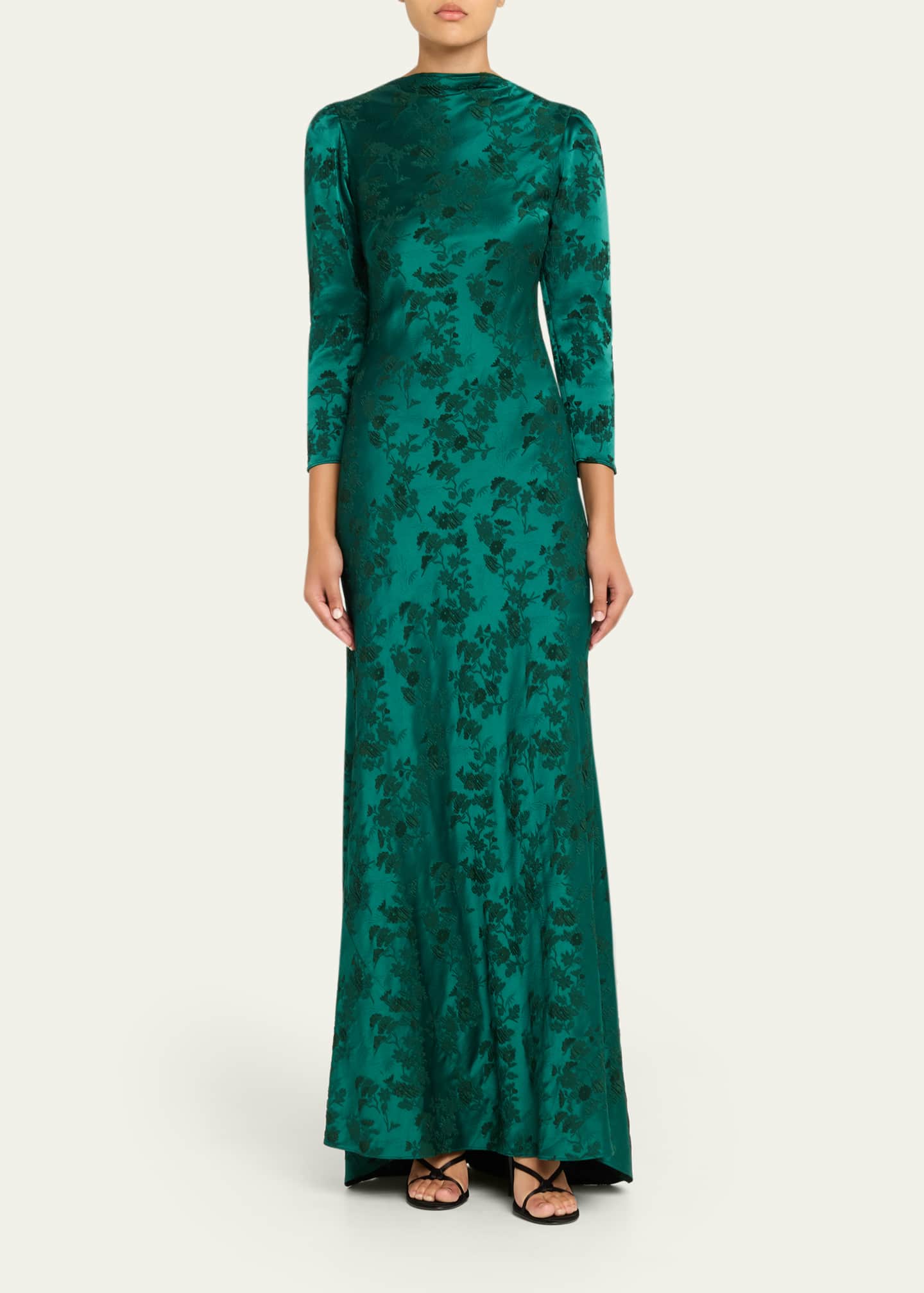 Saloni Sylvie Floral High-Neck Dress - Bergdorf Goodman