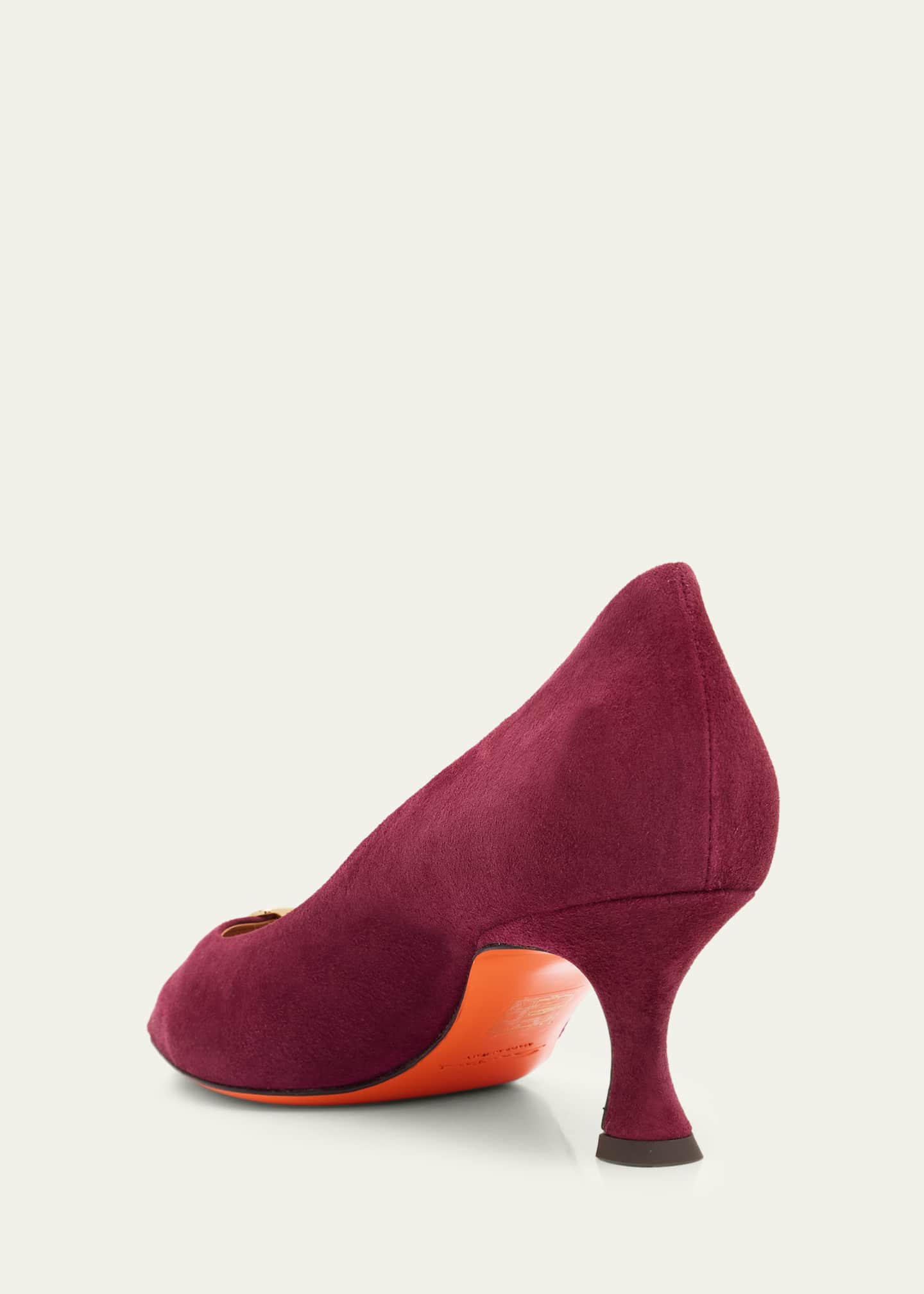 Santoni 55mm Suede Buckle Mid-Heel Pumps - Bergdorf Goodman