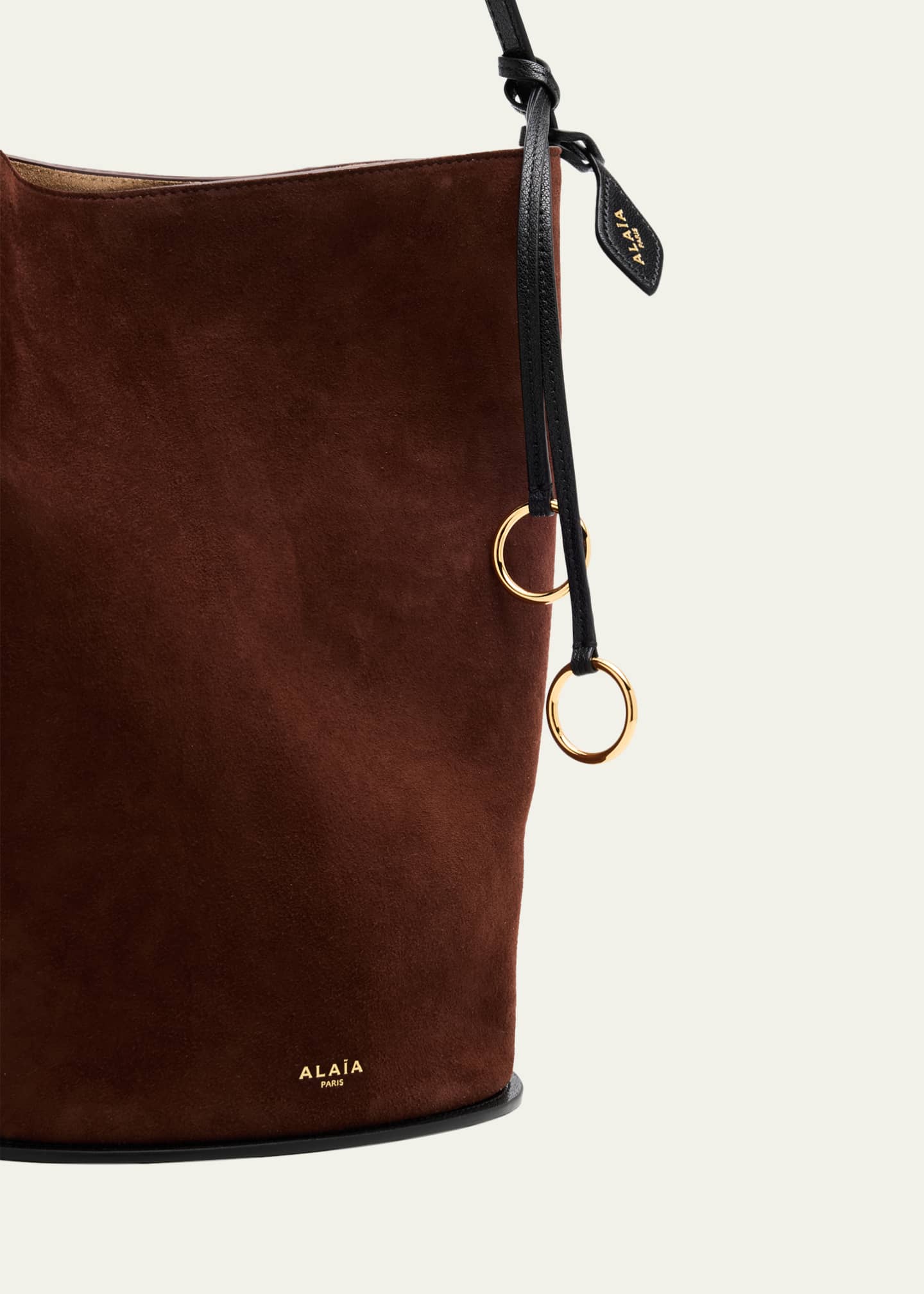 ALAIA Small Smooth Suede & Leather Curved Bucket Bag - Bergdorf Goodman