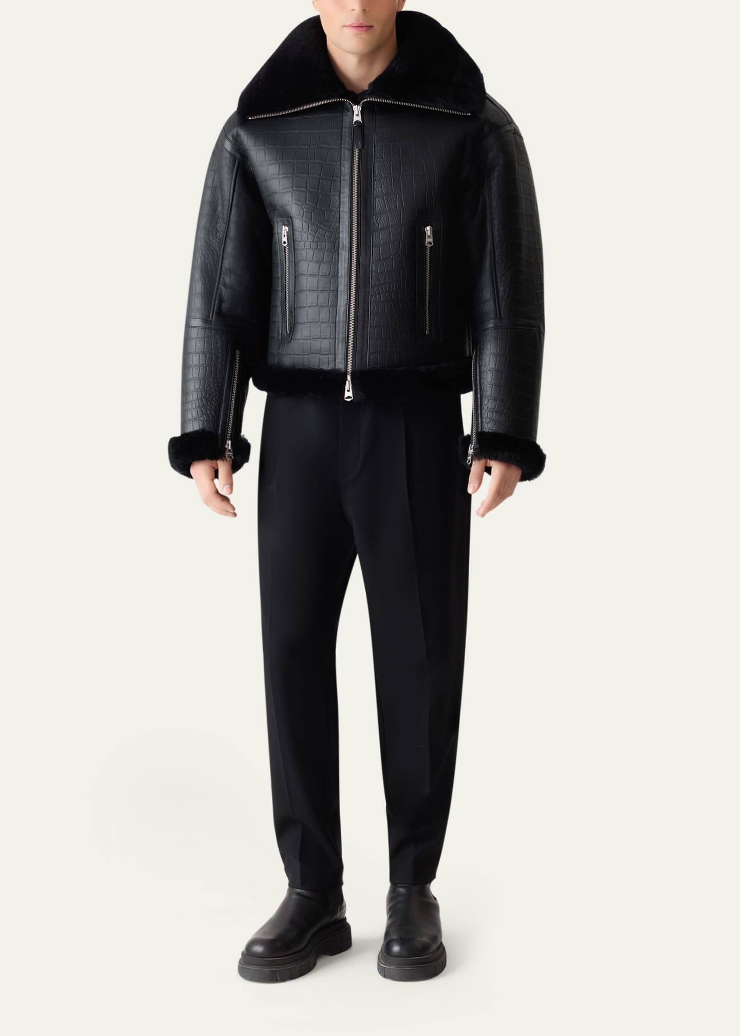 Mackage Men's Memphis Croc-Effect Oversized Shearling Jacket - Bergdorf ...