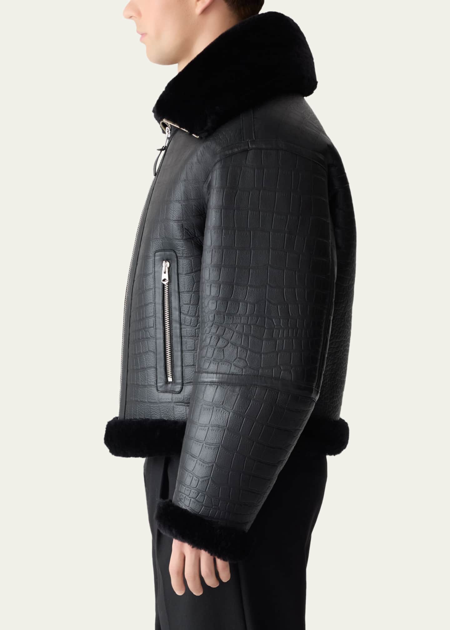 Mackage Men's Memphis Croc-Effect Oversized Shearling Jacket - Bergdorf ...
