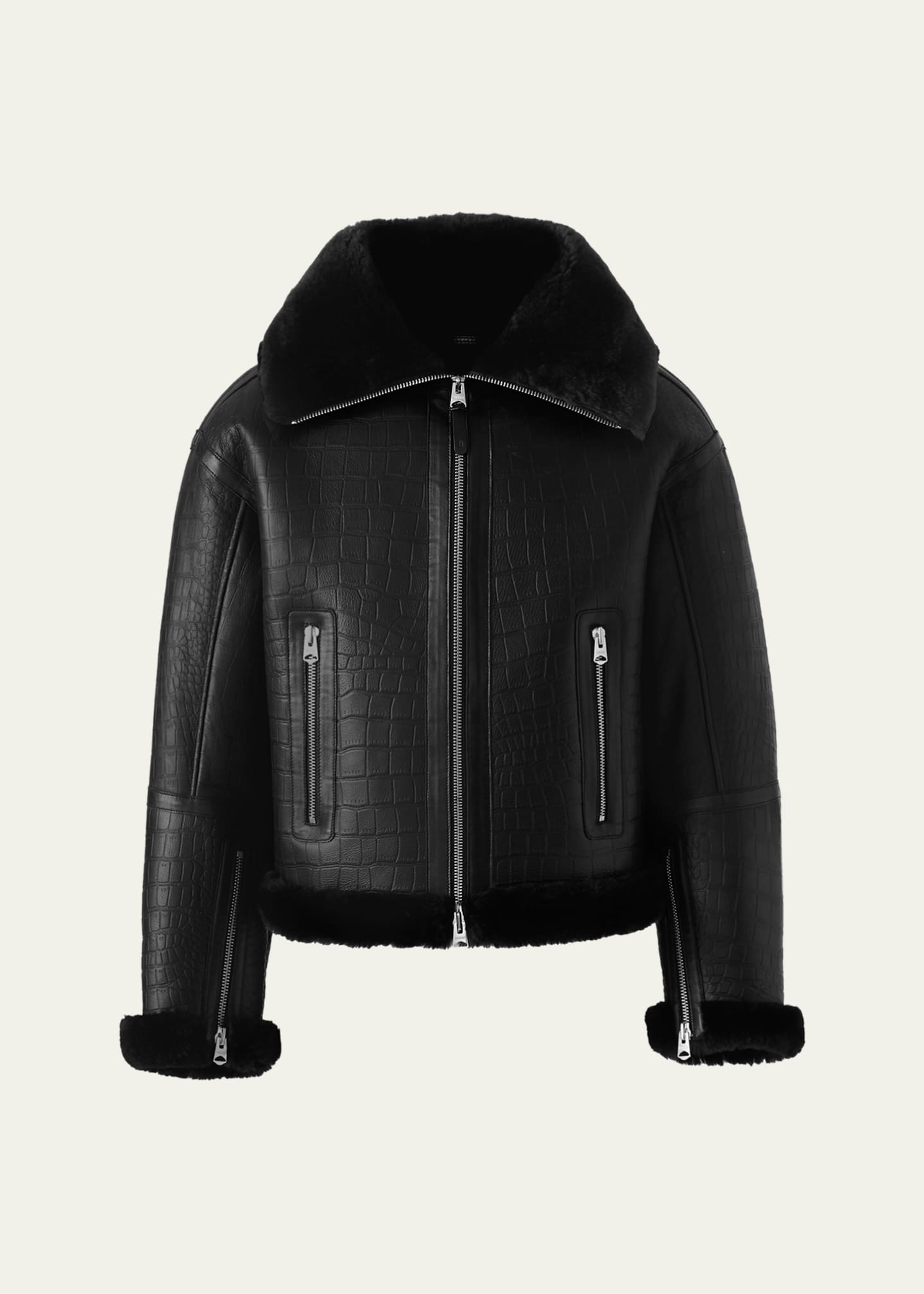 Mackage Men's Memphis Croc-Effect Oversized Shearling Jacket - Bergdorf ...