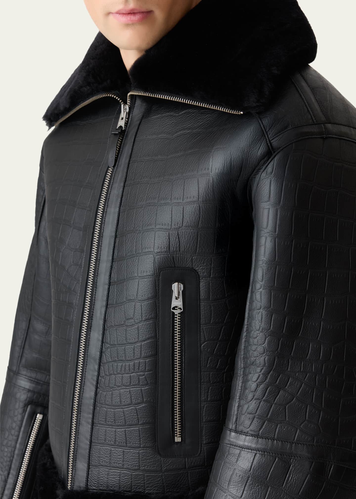 Mackage Men's Memphis Croc-Effect Oversized Shearling Jacket - Bergdorf ...