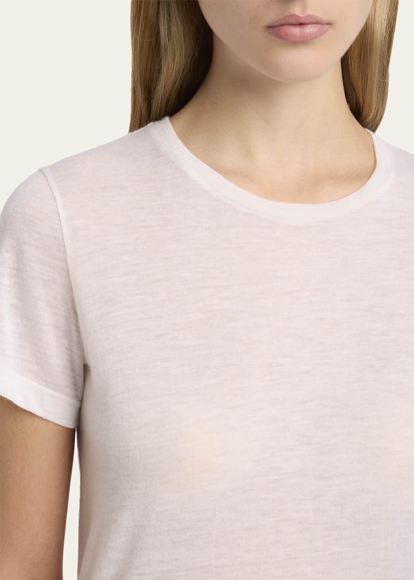 THE ROW Wesler Heathered Cashmere Short-Sleeve T-Shirt - Bergdorf Goodman