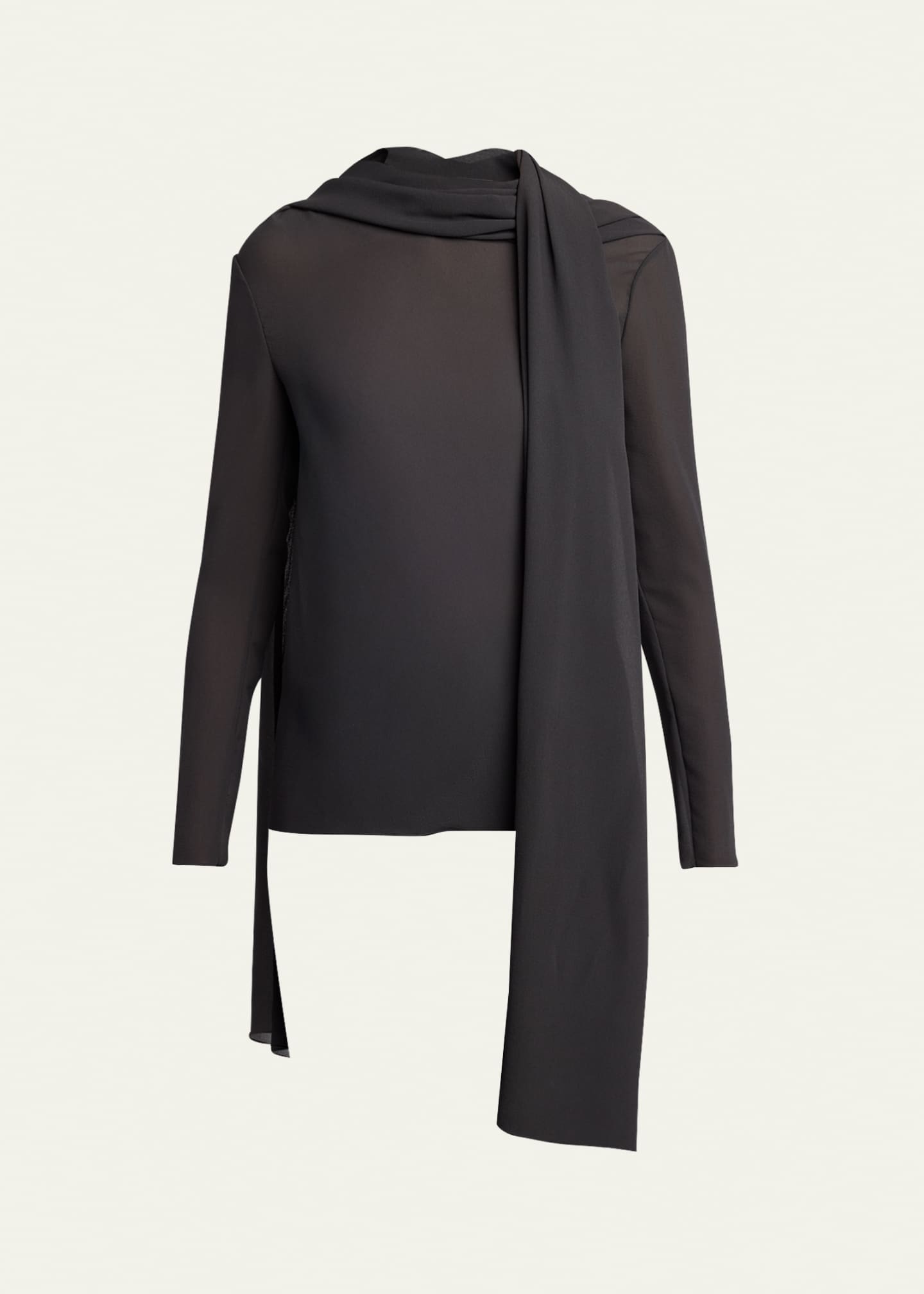 THE ROW Alenora Scarf-Neck Silk Long-Sleeve Top - Bergdorf Goodman