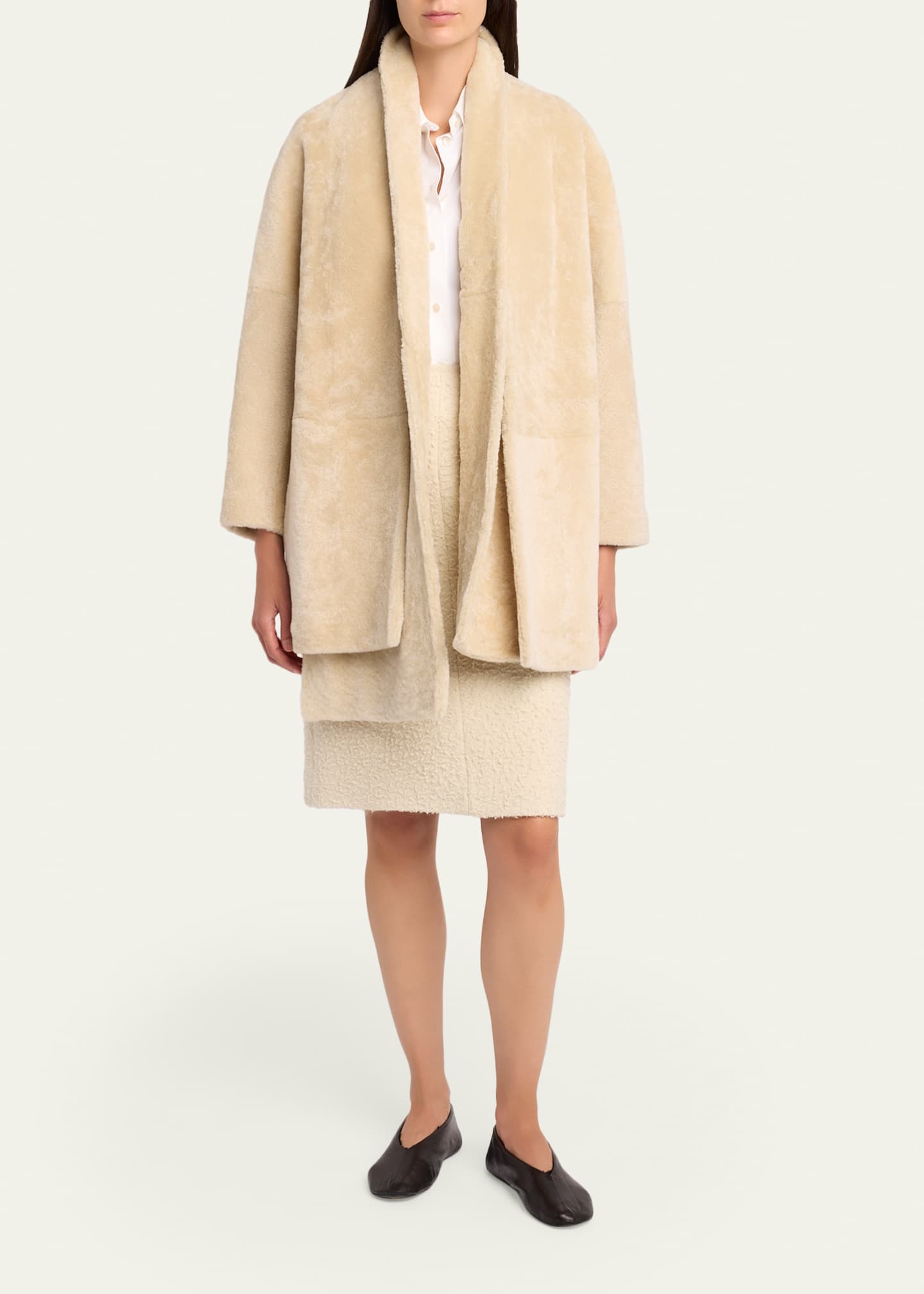 THE ROW Alarise Lamb Shearling Open Coat - Bergdorf Goodman