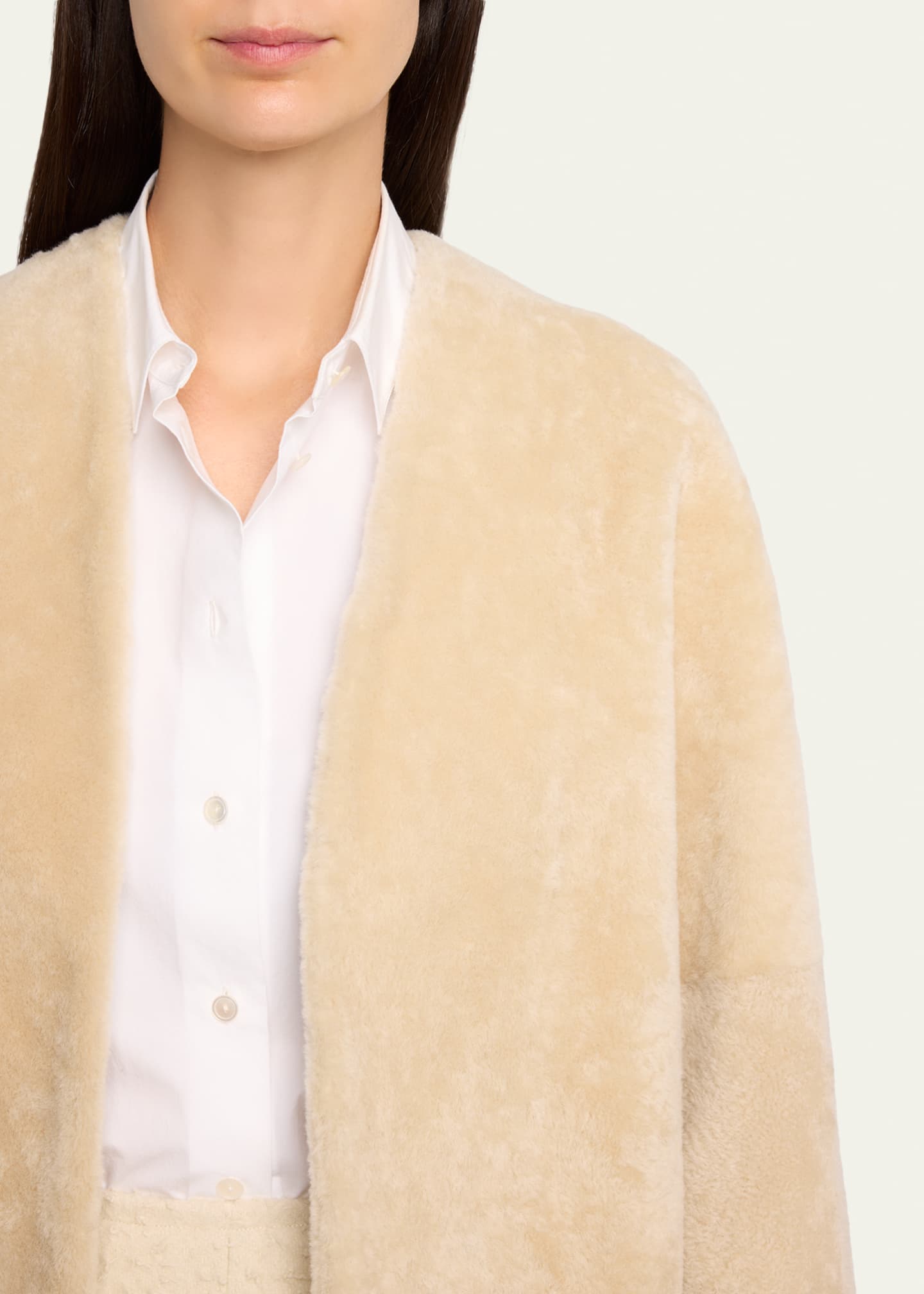 THE ROW Alarise Lamb Shearling Open Coat - Bergdorf Goodman