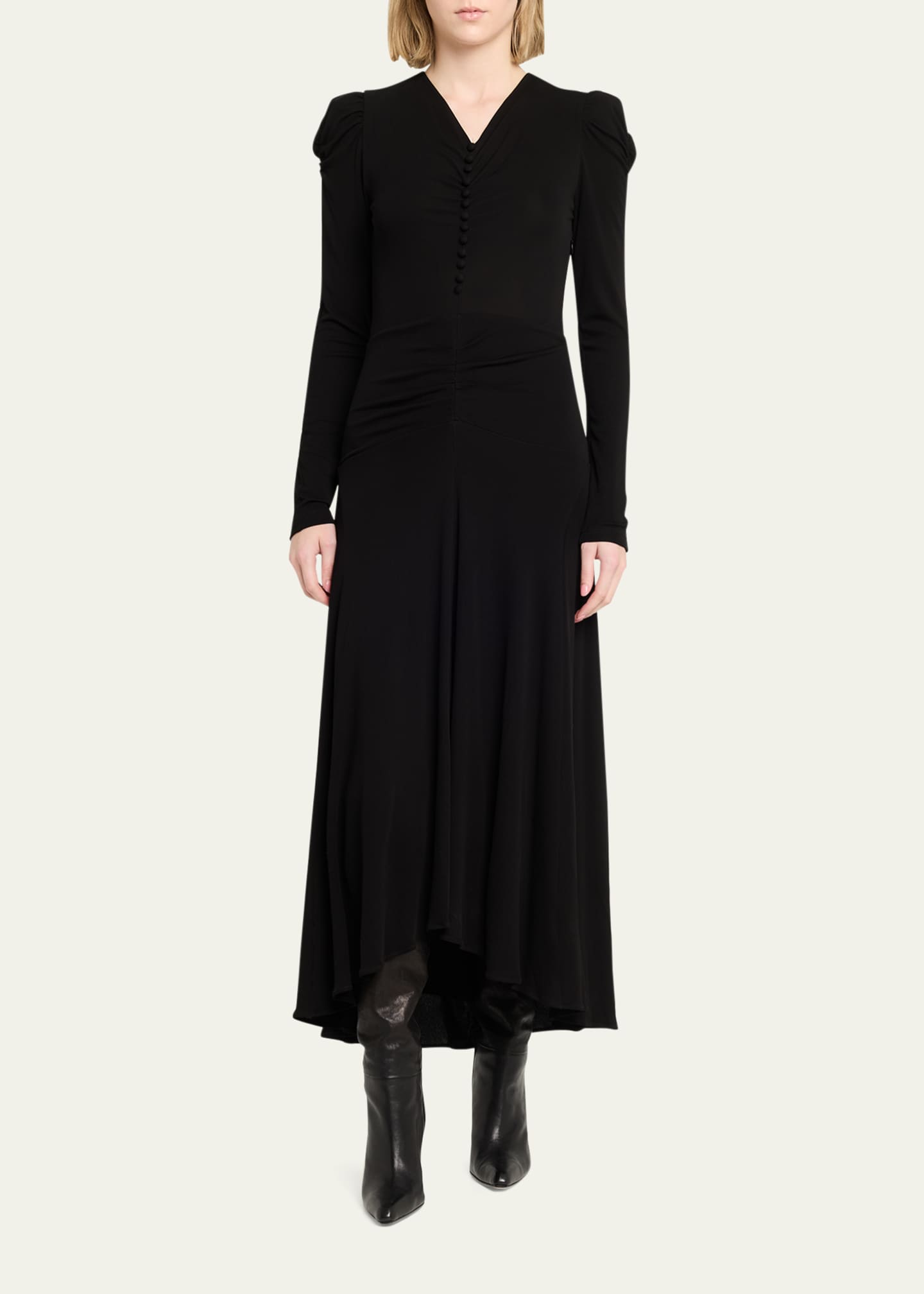Isabel Marant Nejma Ruched Long-Sleeve Maxi Dress - Bergdorf Goodman