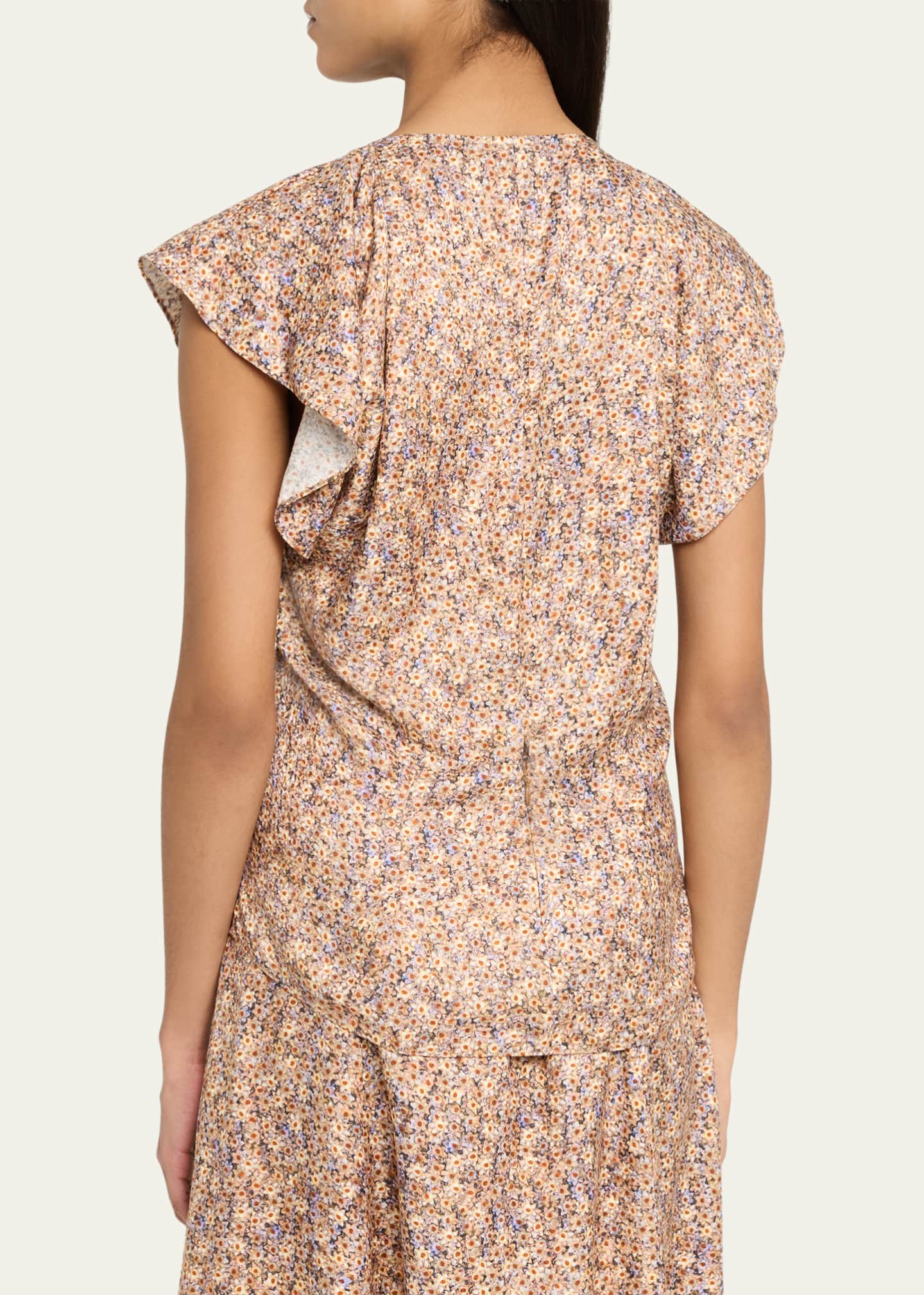 Isabel Marant Lonea Draped Floral Silk Jacquard Top - Bergdorf Goodman