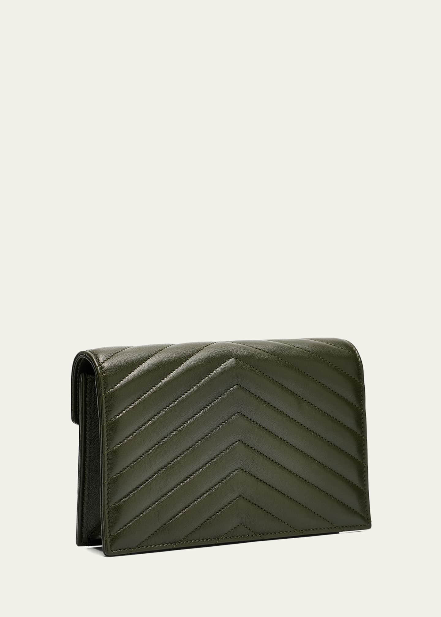 Saint Laurent Small YSL Wallet on Chain in Grain Leather - Bergdorf Goodman