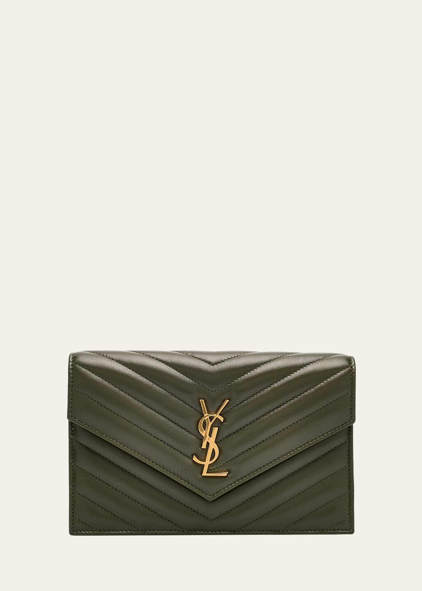 Saint Laurent Small YSL Wallet on Chain in Grain Leather - Bergdorf Goodman