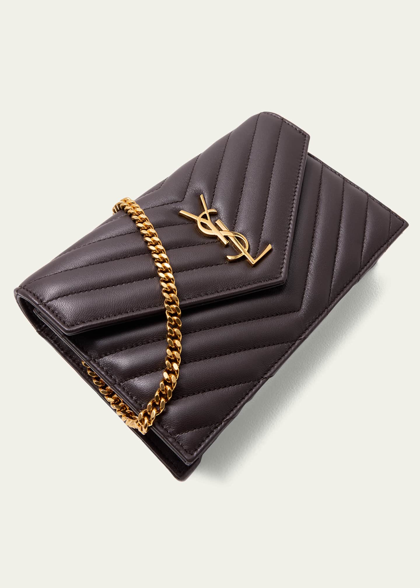 Saint Laurent Small YSL Wallet on Chain in Grain Leather - Bergdorf Goodman