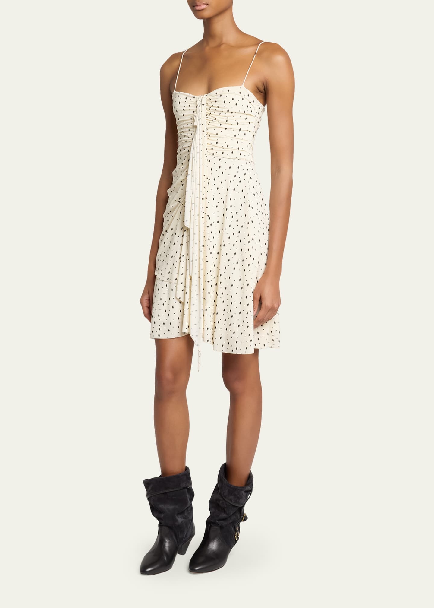 Isabel Marant Gemma Polka-Dot Draped Mini Dress - Bergdorf Goodman