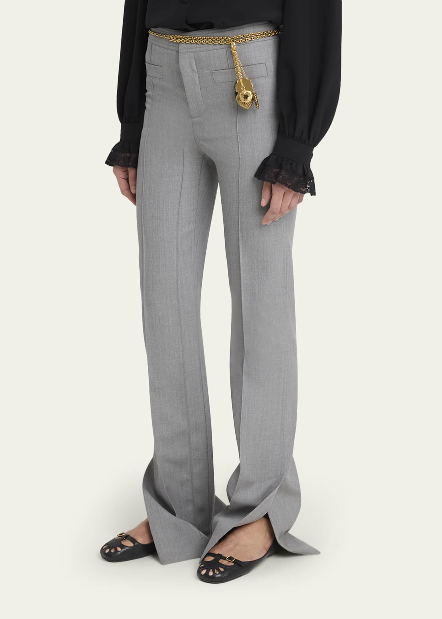 Chloe Split-Hem Wool Trousers - Bergdorf Goodman