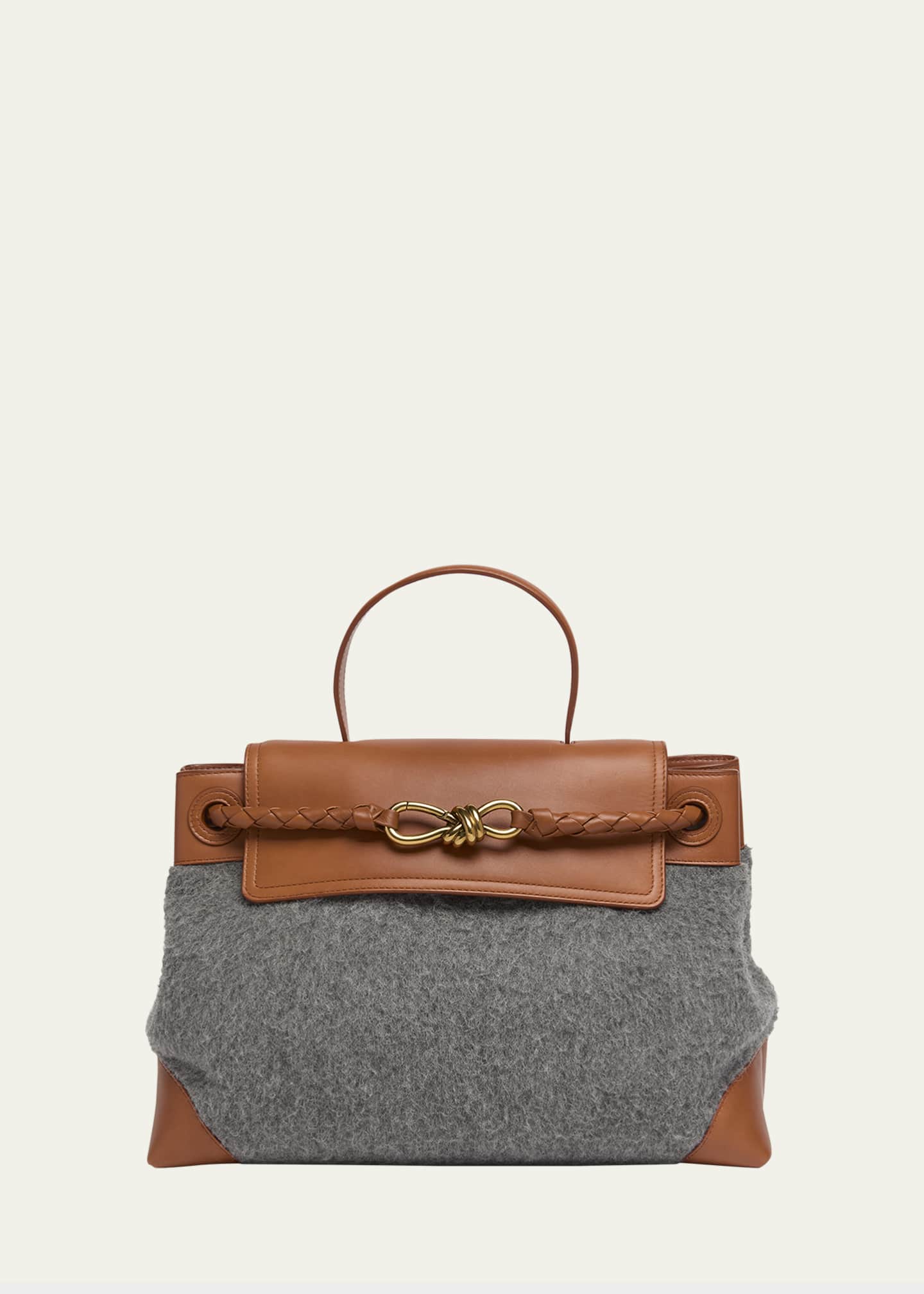 Bottega Veneta Ciao Ciao Medium Felt & Leather Top-Handle Bag ...