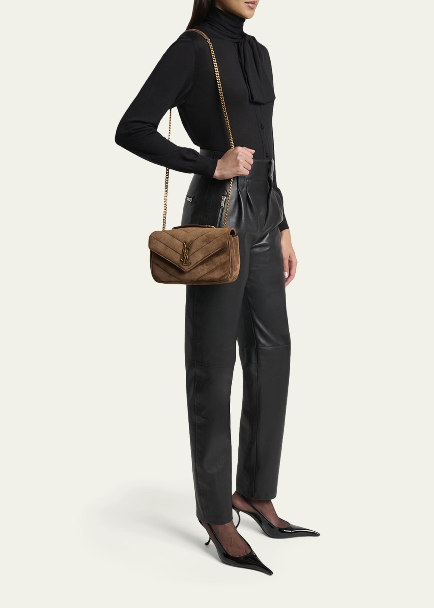 Saint Laurent Loulou Small YSL Shoulder Bag in Matelasse Suede ...
