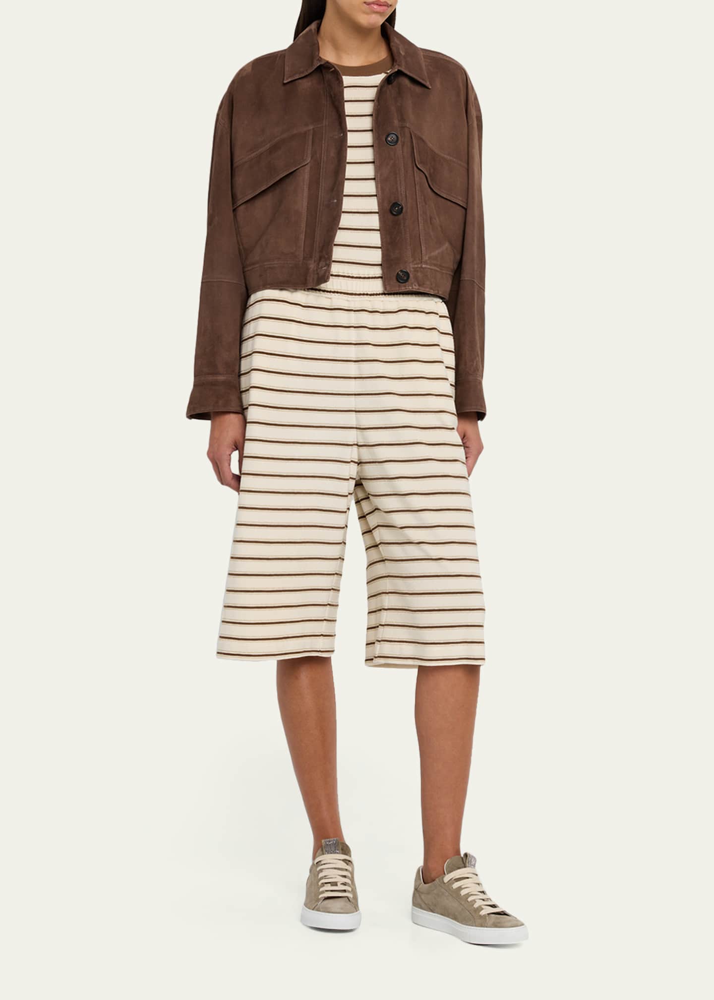 Brunello Cucinelli Metallic Striped Towelling Bermuda Shorts - Bergdorf ...