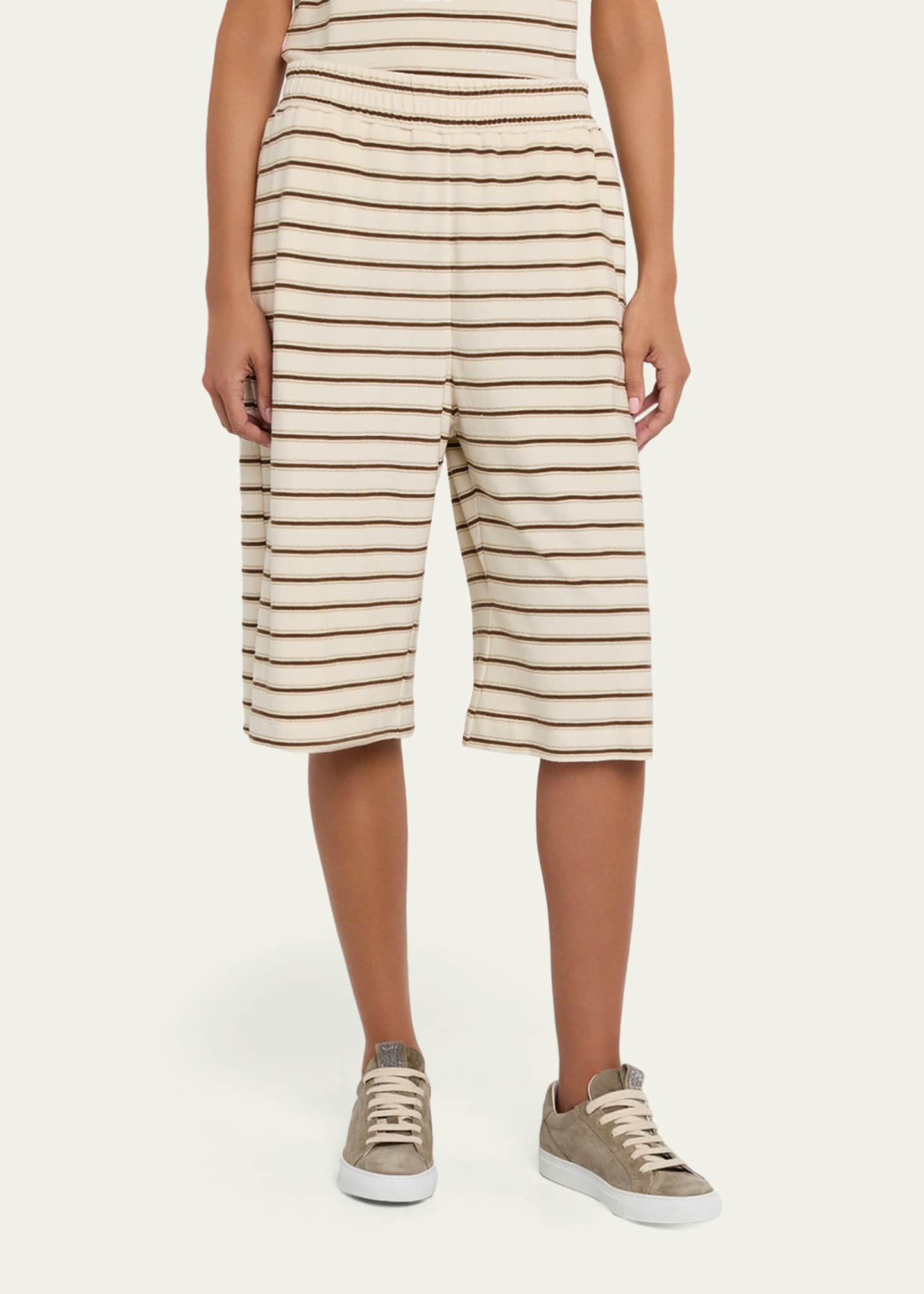 Brunello Cucinelli Metallic Striped Towelling Bermuda Shorts - Bergdorf ...
