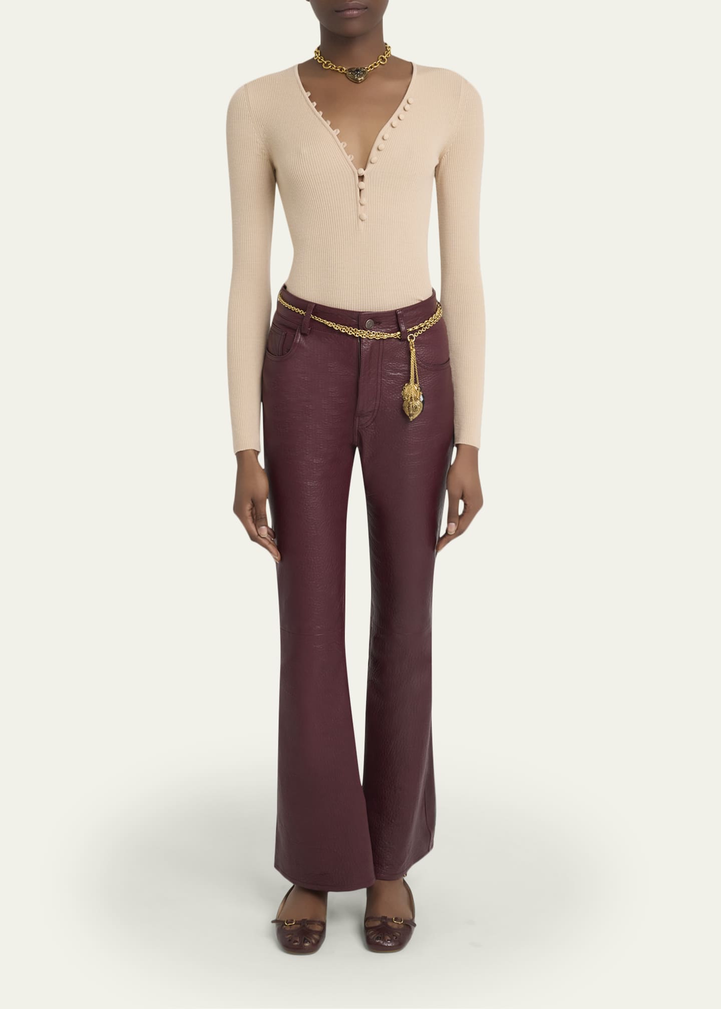 Chloe Ribbed Wool Henley - Bergdorf Goodman
