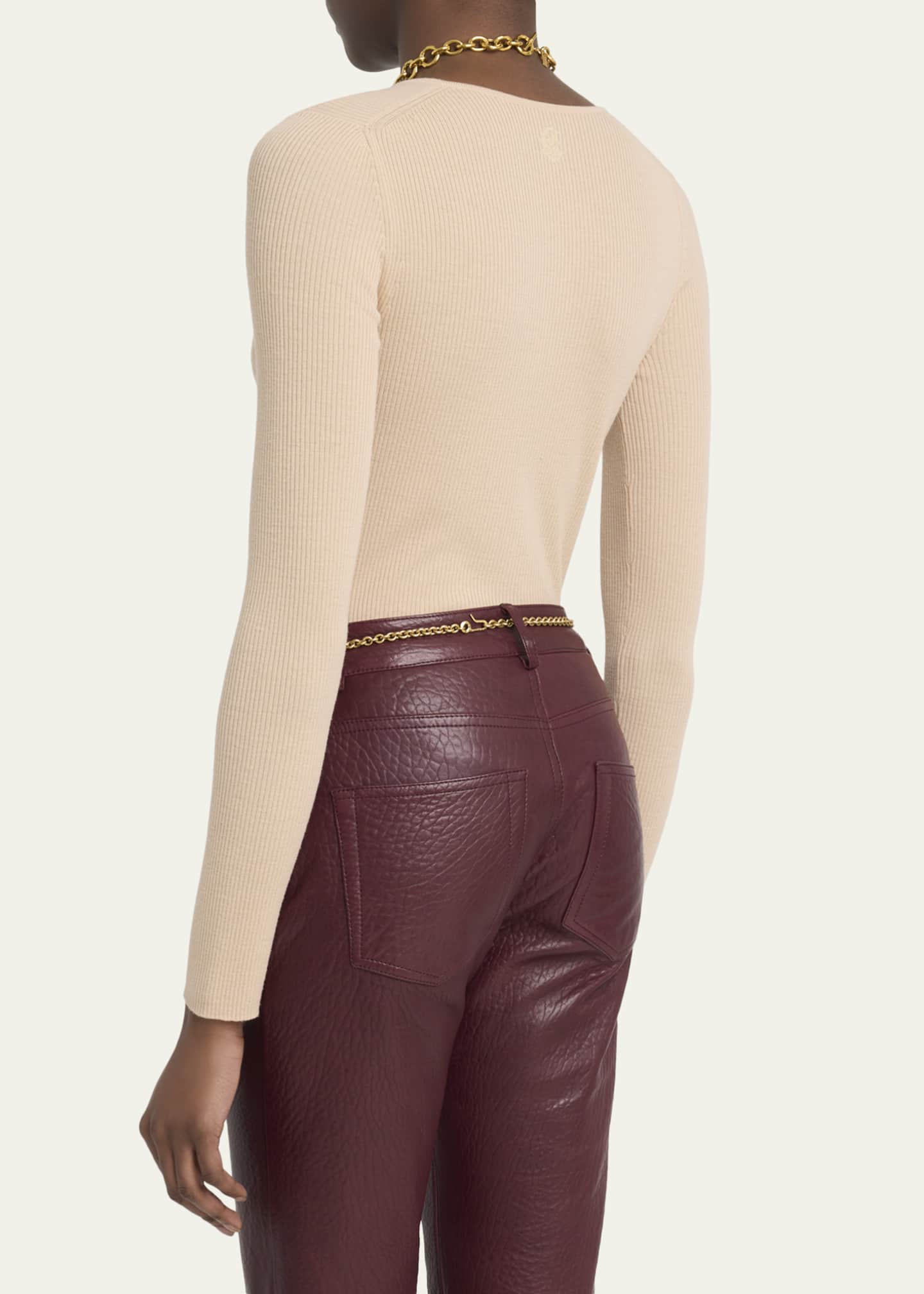 Chloe Ribbed Wool Henley - Bergdorf Goodman