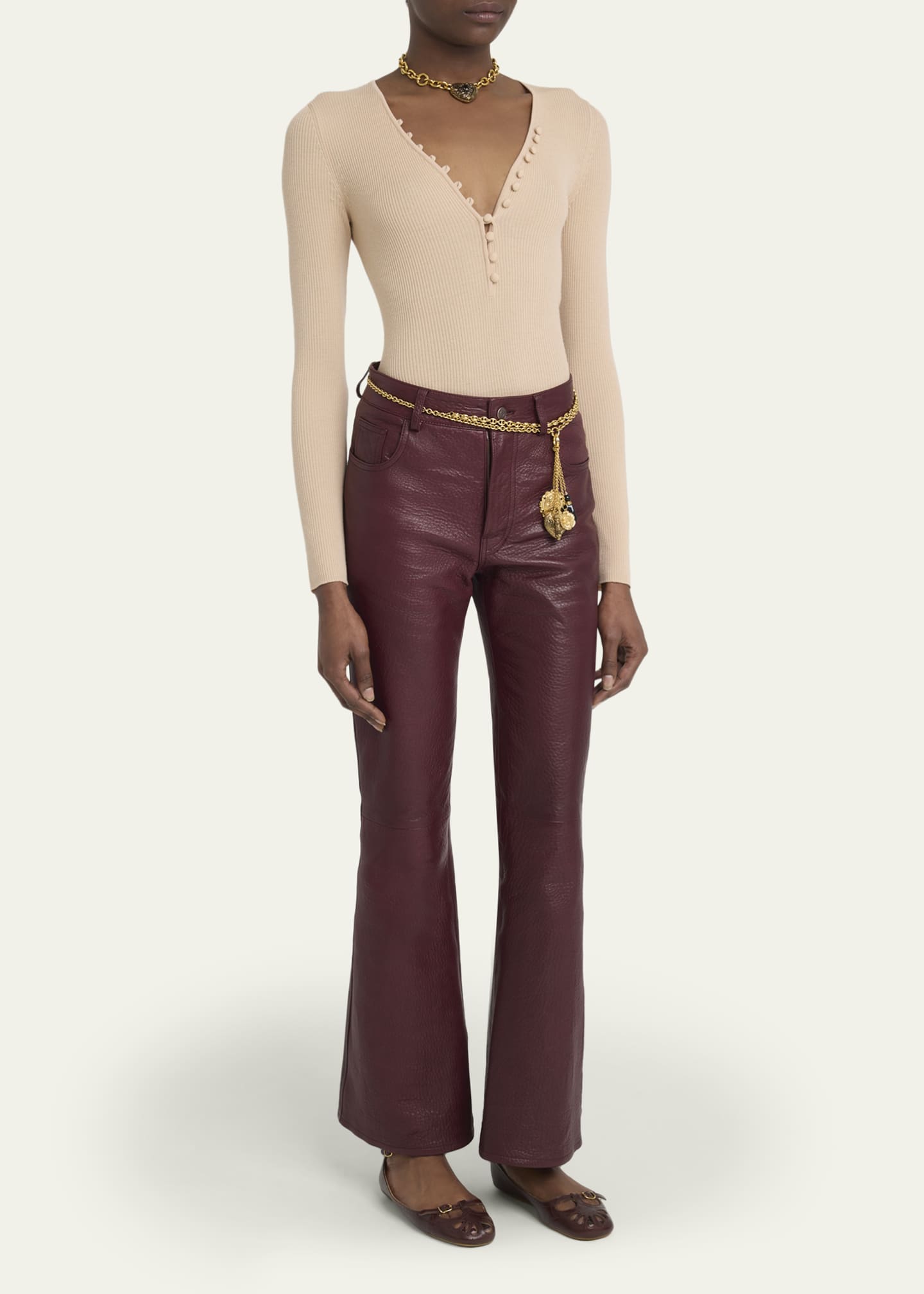 Chloe Ribbed Wool Henley - Bergdorf Goodman