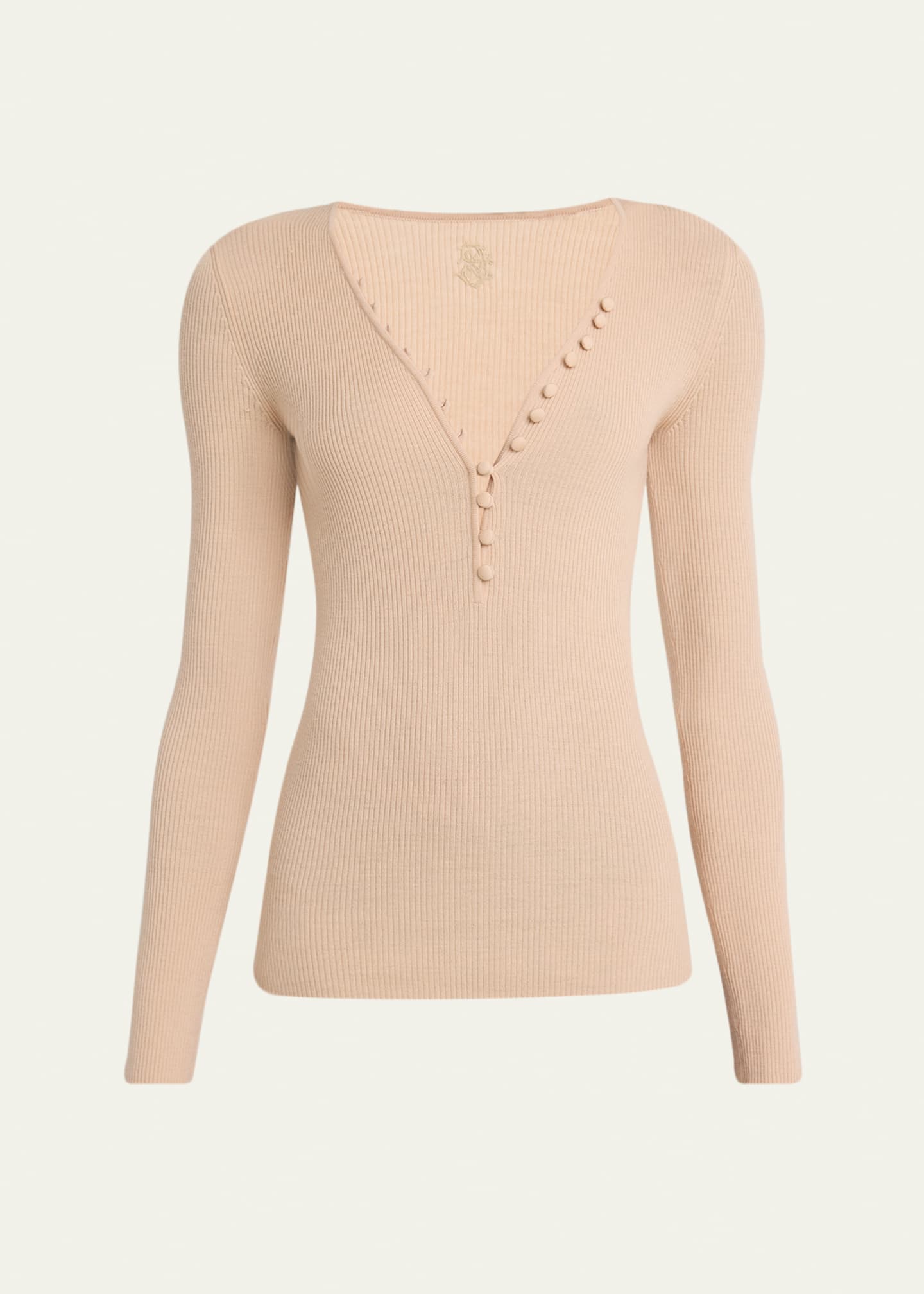 Chloe Ribbed Wool Henley - Bergdorf Goodman