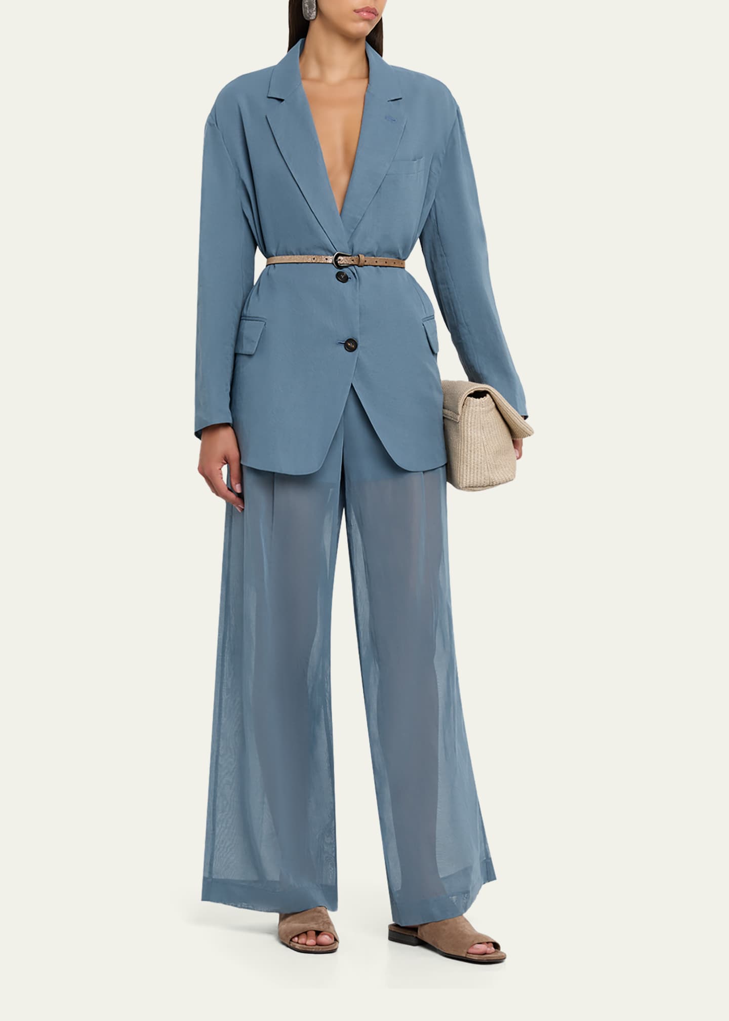 Brunello Cucinelli Cotton Organza Single-Breasted Deconstructed Jacket ...