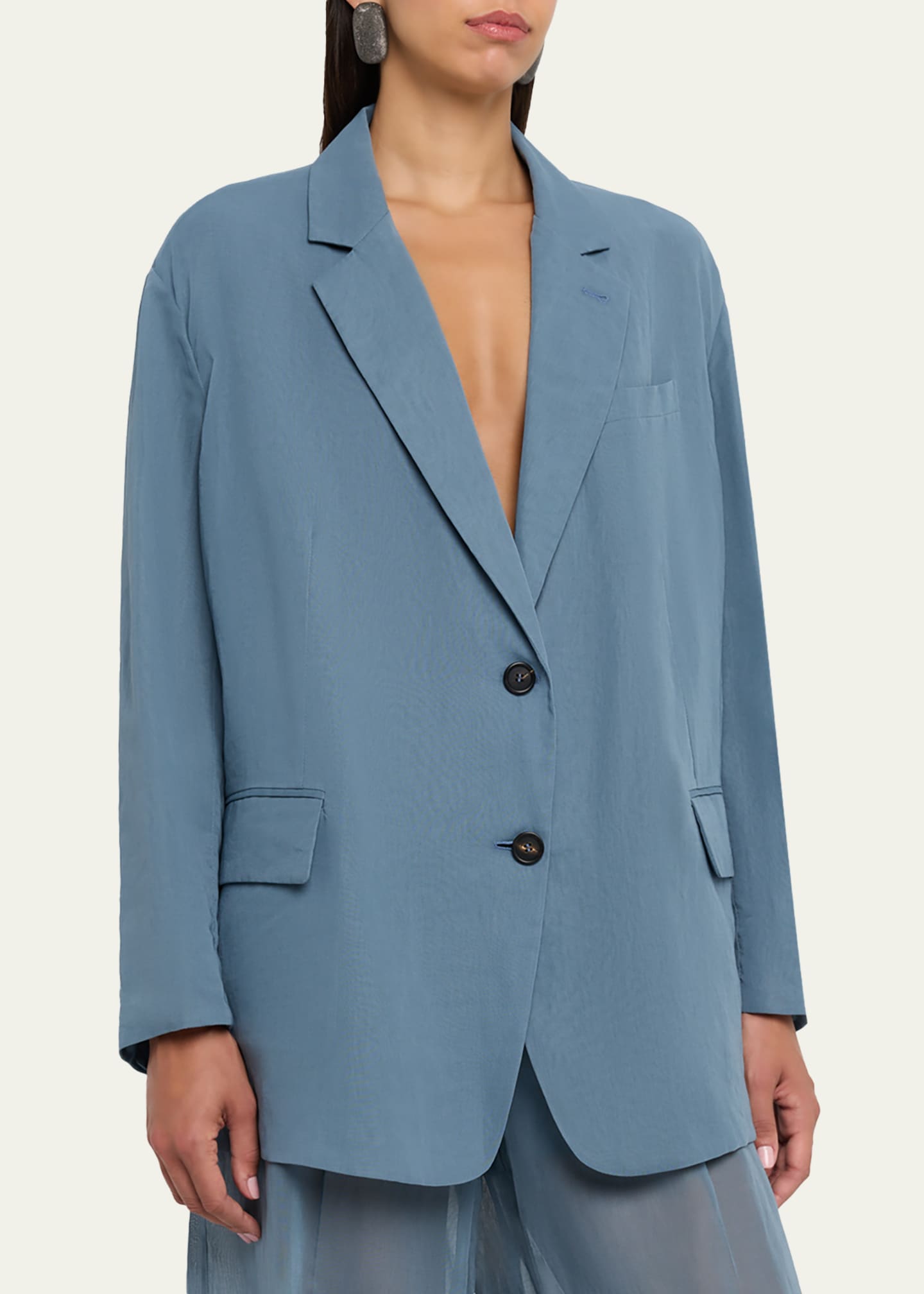 Brunello Cucinelli Cotton Organza Single-Breasted Deconstructed Jacket ...