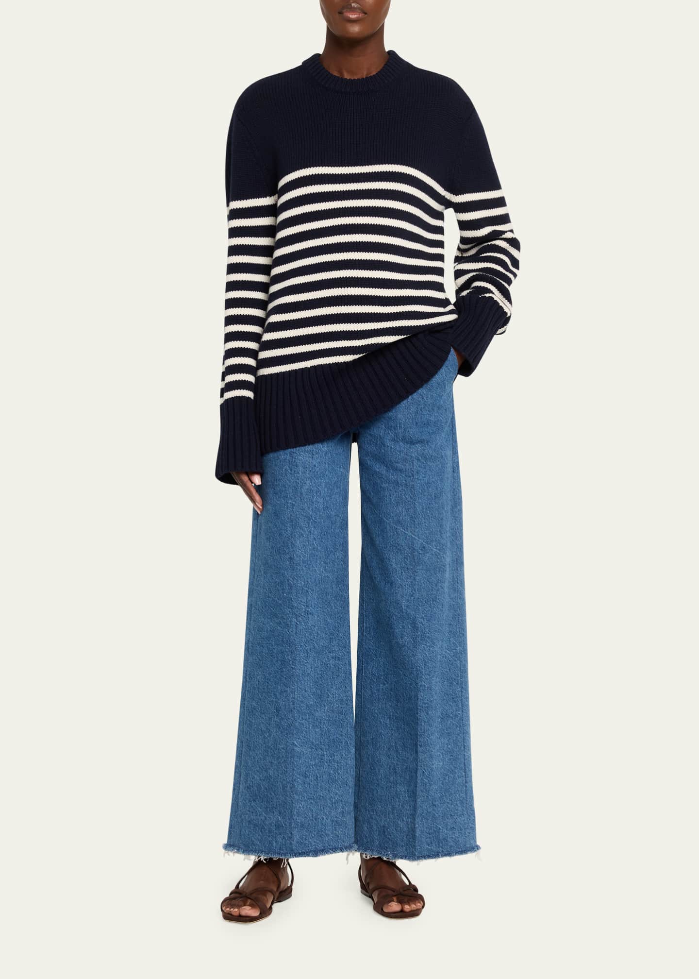 Michael Kors Collection Striped Cashmere Crewneck Sweater - Bergdorf ...