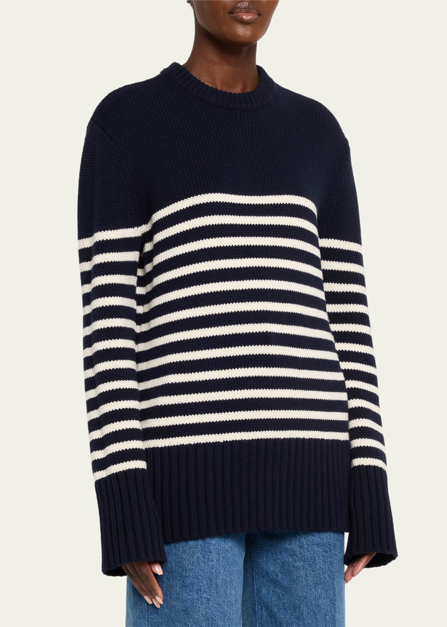 Michael Kors Collection Striped Cashmere Crewneck Sweater - Bergdorf ...