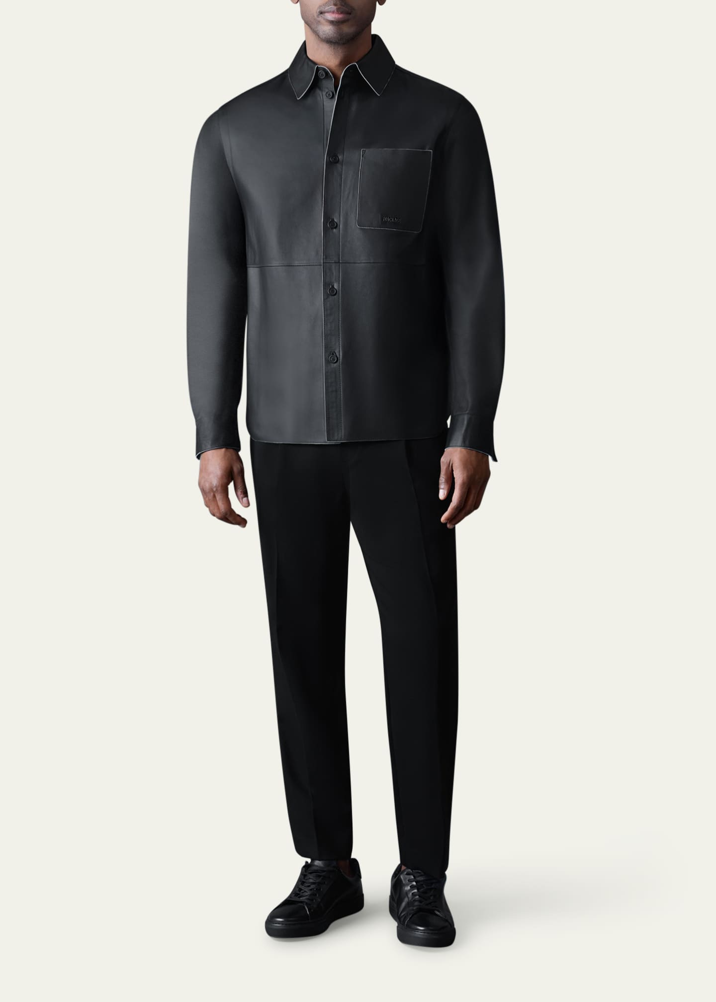 Mackage Men's Remington Contrast-Trim Leather Shirt Jacket - Bergdorf ...