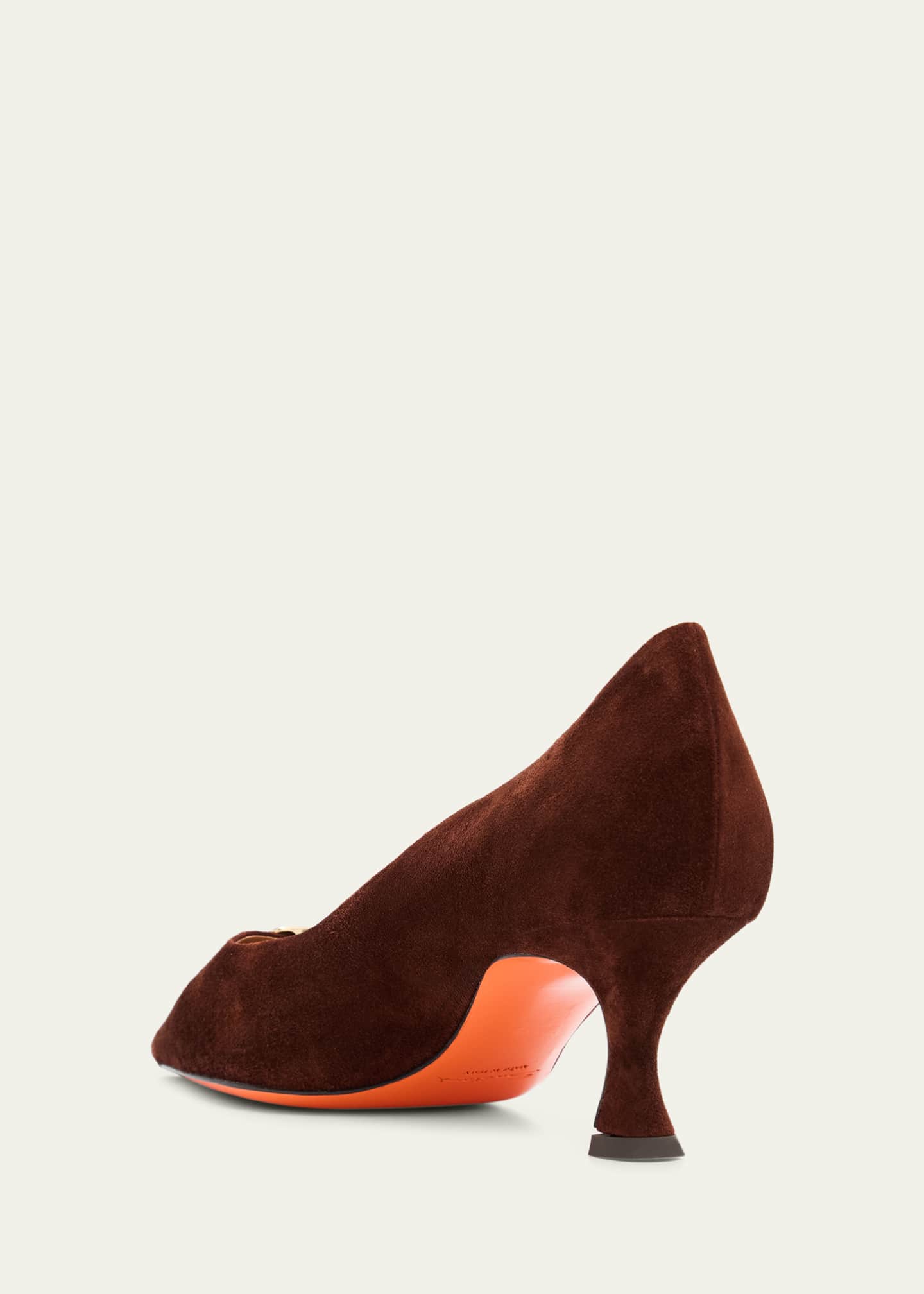 Santoni 55mm Sabine Suede Buckle Pumps - Bergdorf Goodman