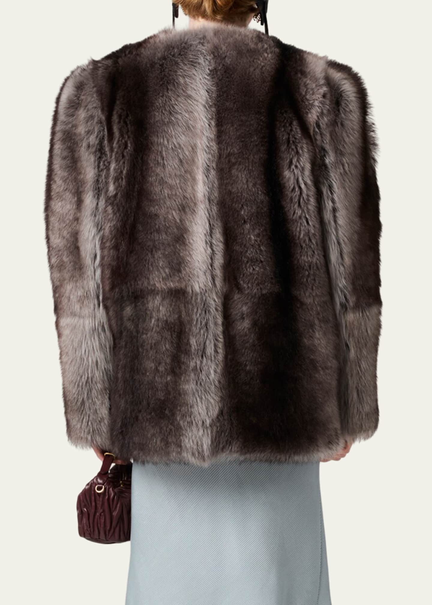 Miu Miu Puff-Sleeve Lamb-Shearling Collarless Coat - Bergdorf Goodman