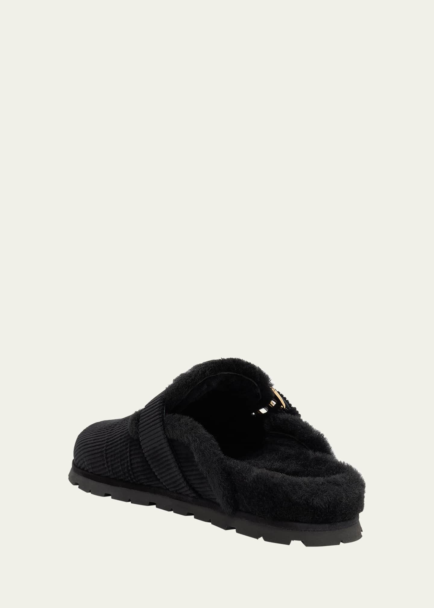 Stuart Weitzman Chrystie Shearling-Lined Corduroy Mules - Bergdorf Goodman