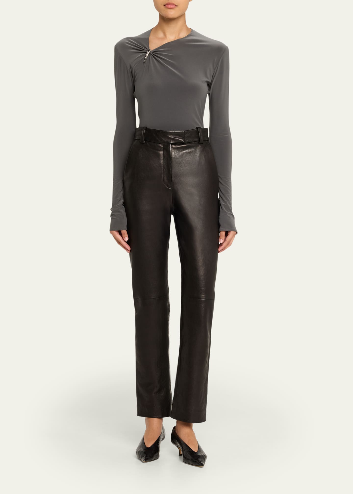 GRACE LING Claw Gathered Neck Long-Sleeve Top - Bergdorf Goodman
