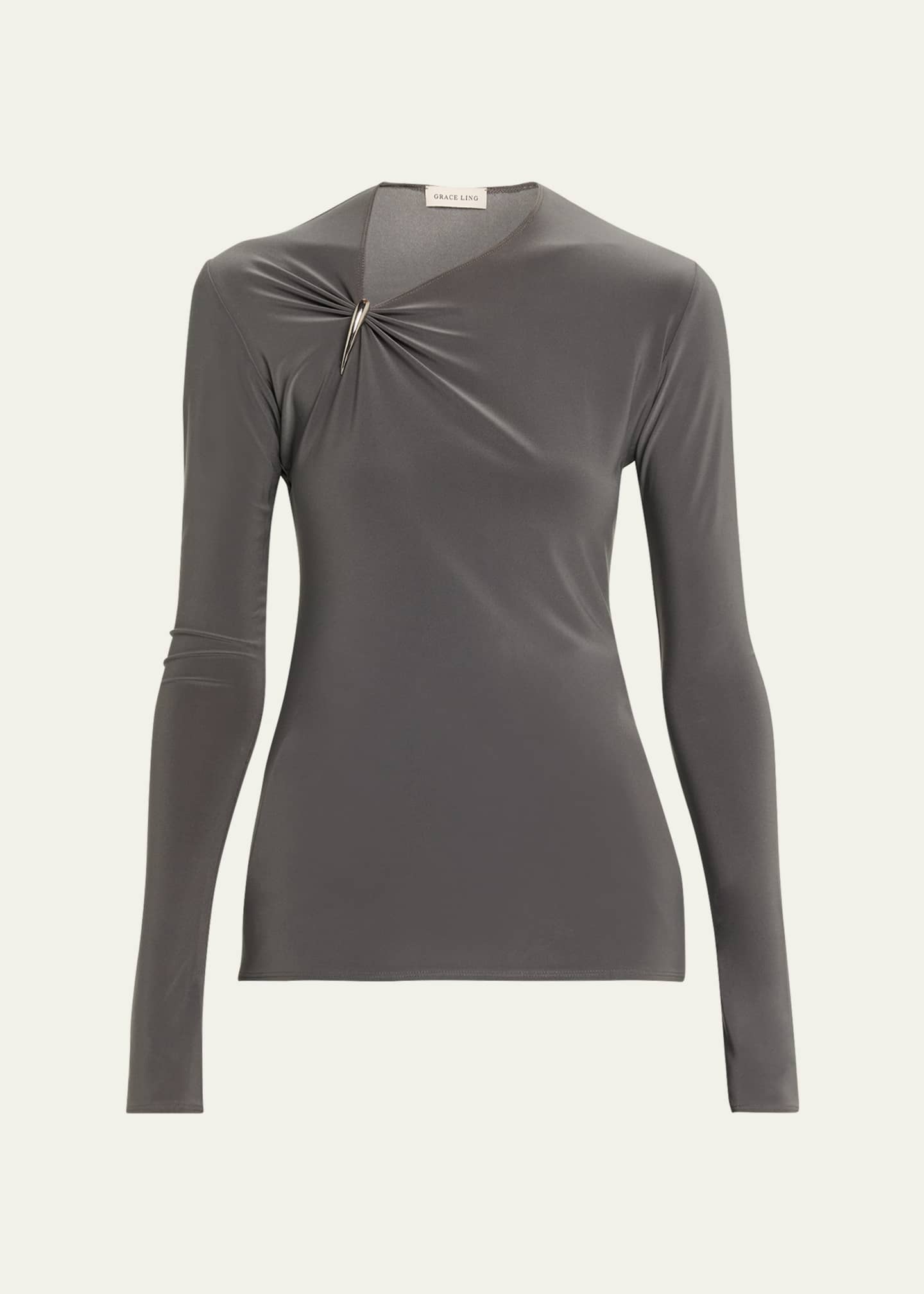 GRACE LING Claw Gathered Neck Long-Sleeve Top - Bergdorf Goodman